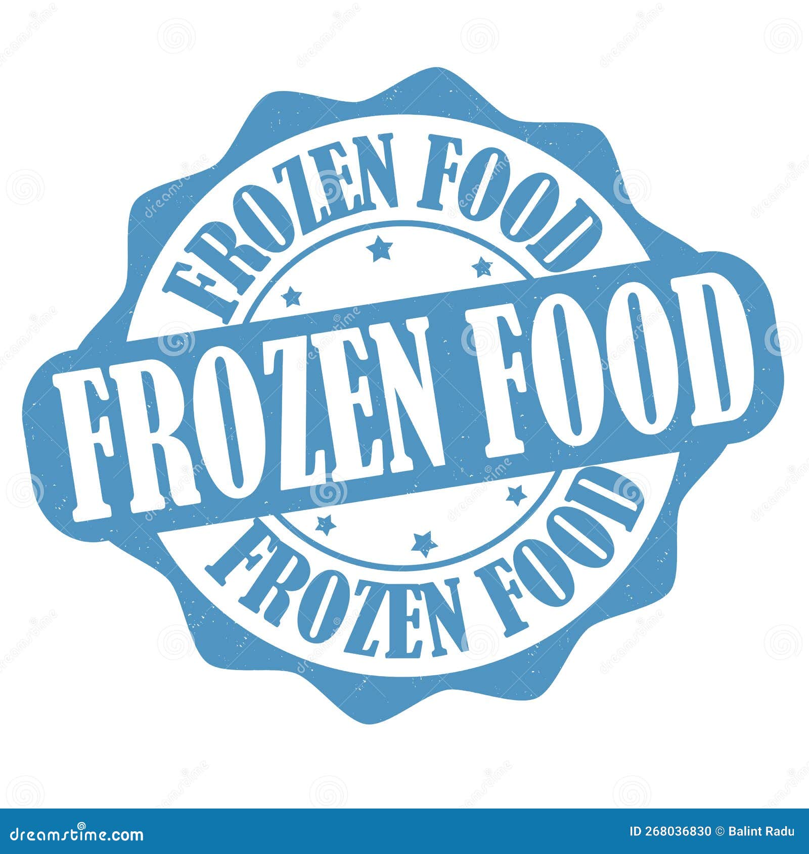 Frozen food label or stamp stock vector. Illustration of fish - 268036830