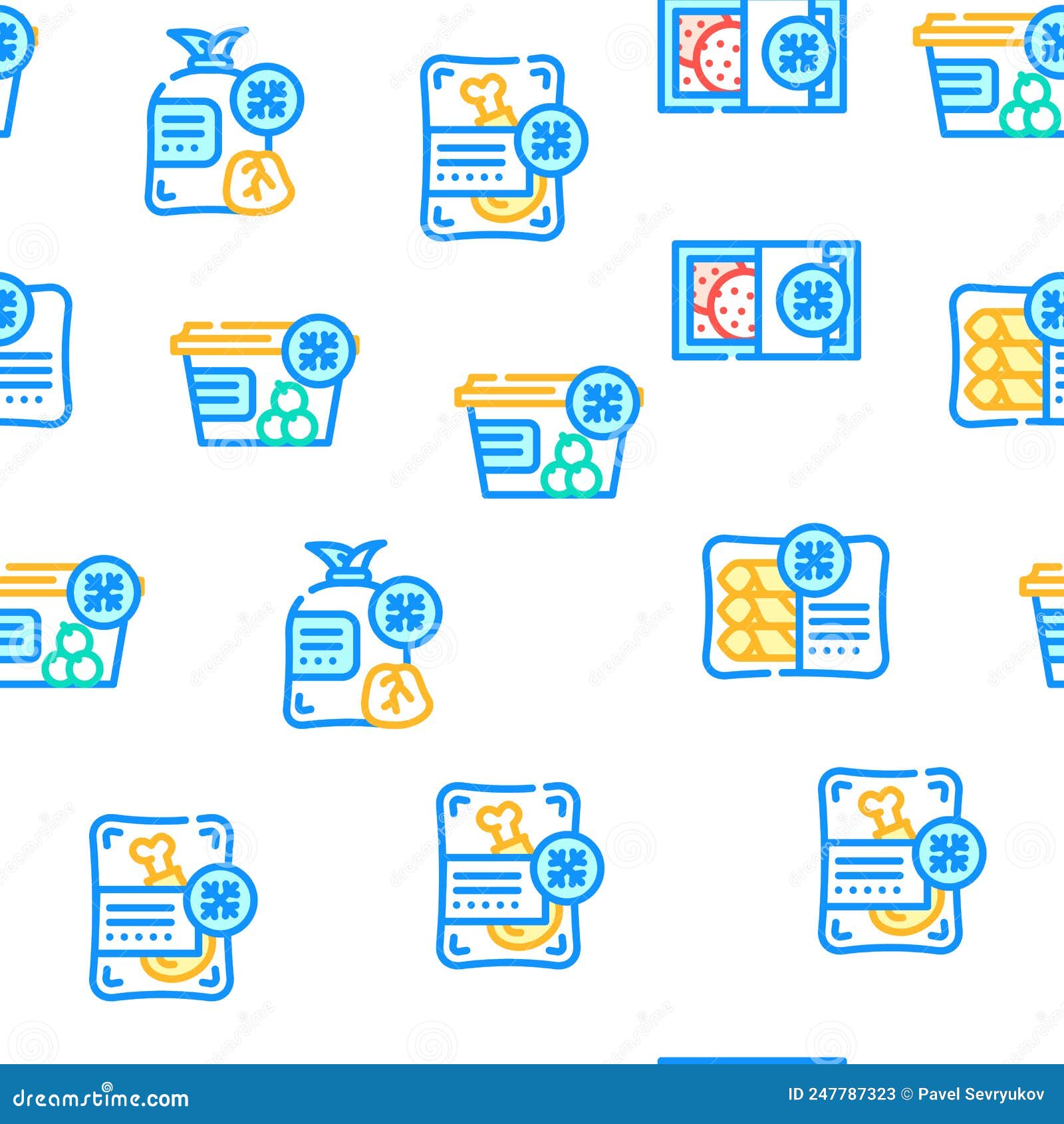 Frozen Food Storage Packaging Icons Set Vector Stock Vector ...