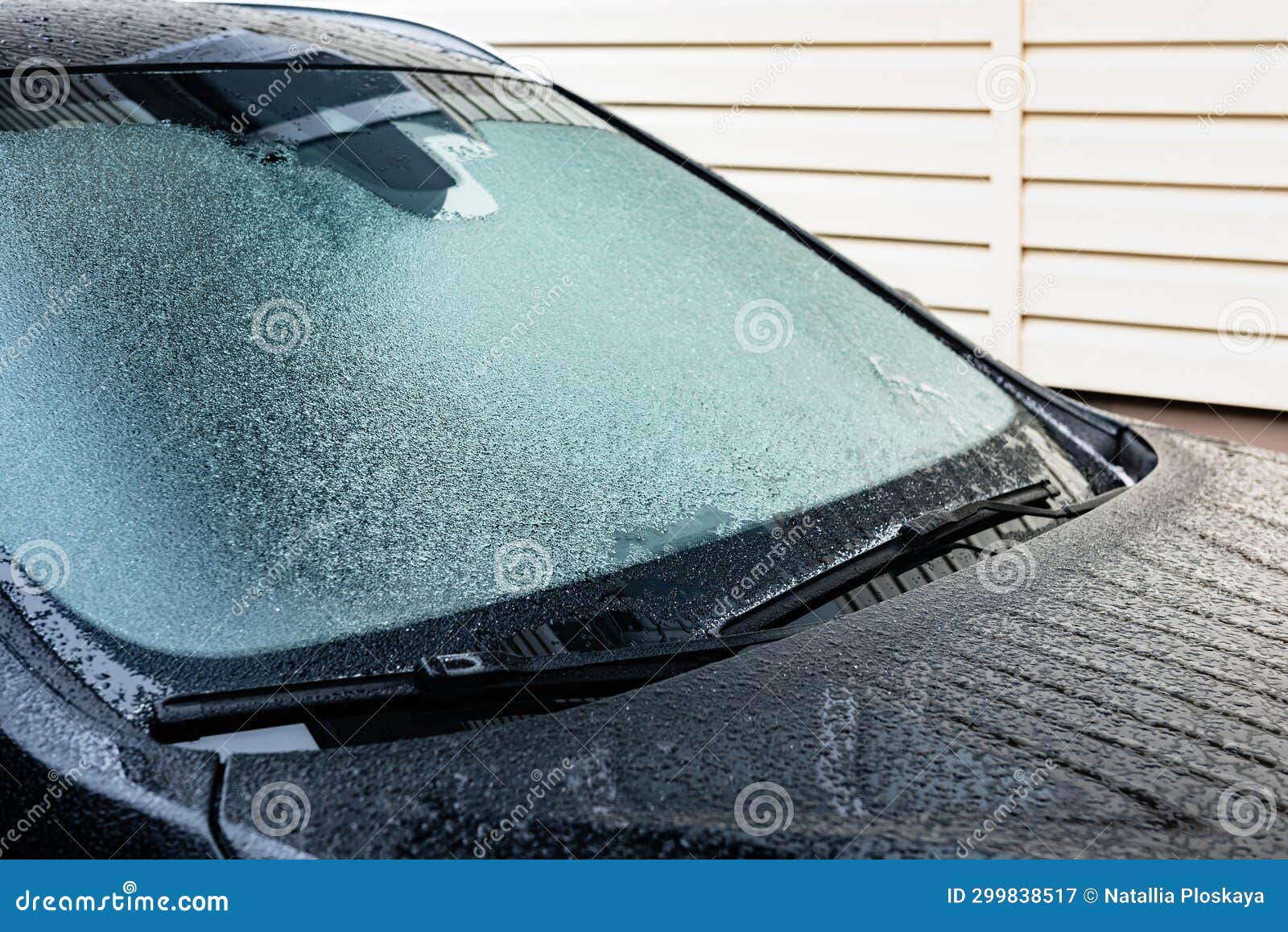 Frozen Front Car Window in Winter. Stock Image - Image of texture ...