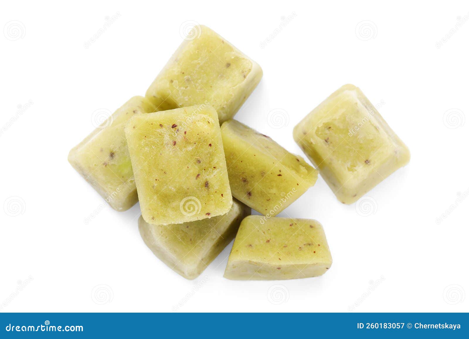 Frozen Fruit Puree Cubes on White Background, Top View Stock Image ...