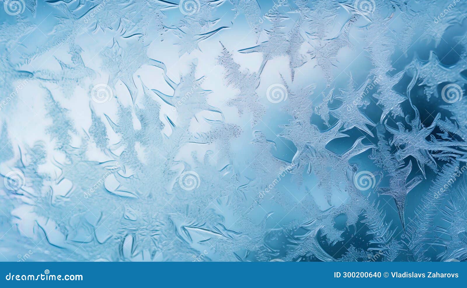Frozen Glass with Crystal Patterns and Bluish Shades Stock Illustration ...