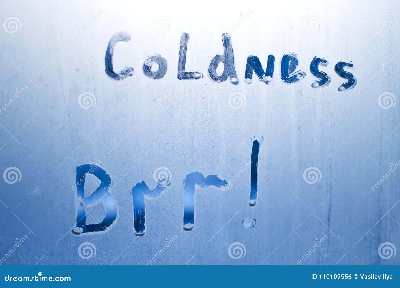On a Frozen Glass it is Written Coldness Brr Stock Photo - Image of ...