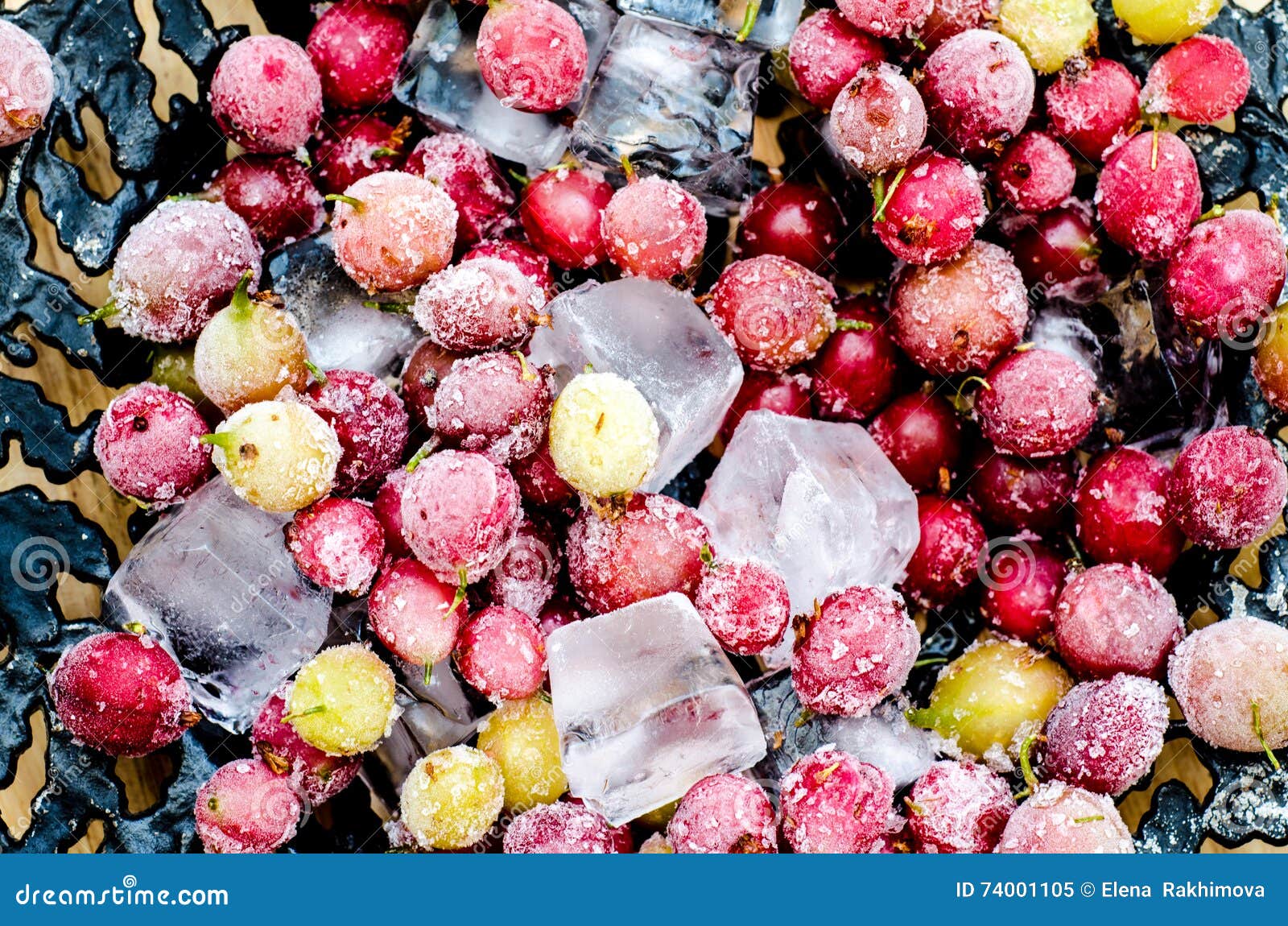 Frozen Gooseberries with Ice Cubes Stock Image - Image of closeup ...