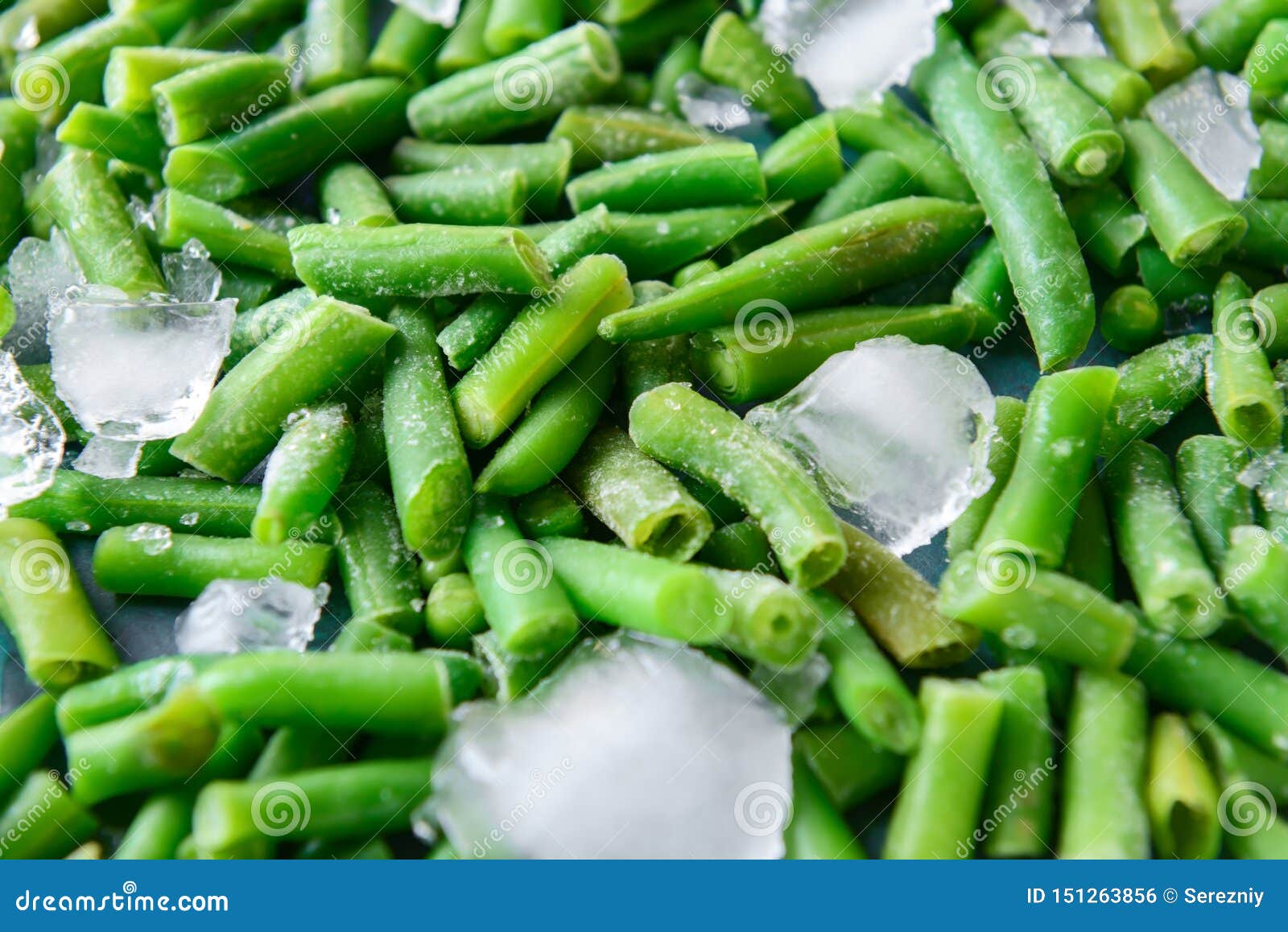 Frozen Green Beans with Ice Cubes, Closeup Stock Photo - Image of diet ...