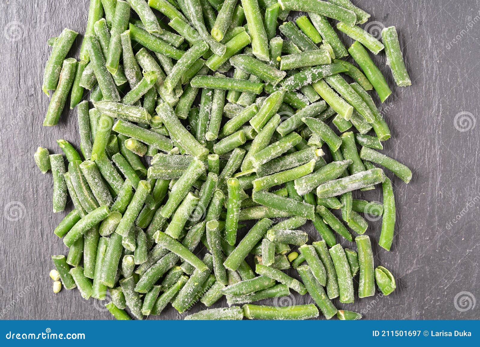 Frozen Green String Beans on Black Background Stock Image - Image of ...