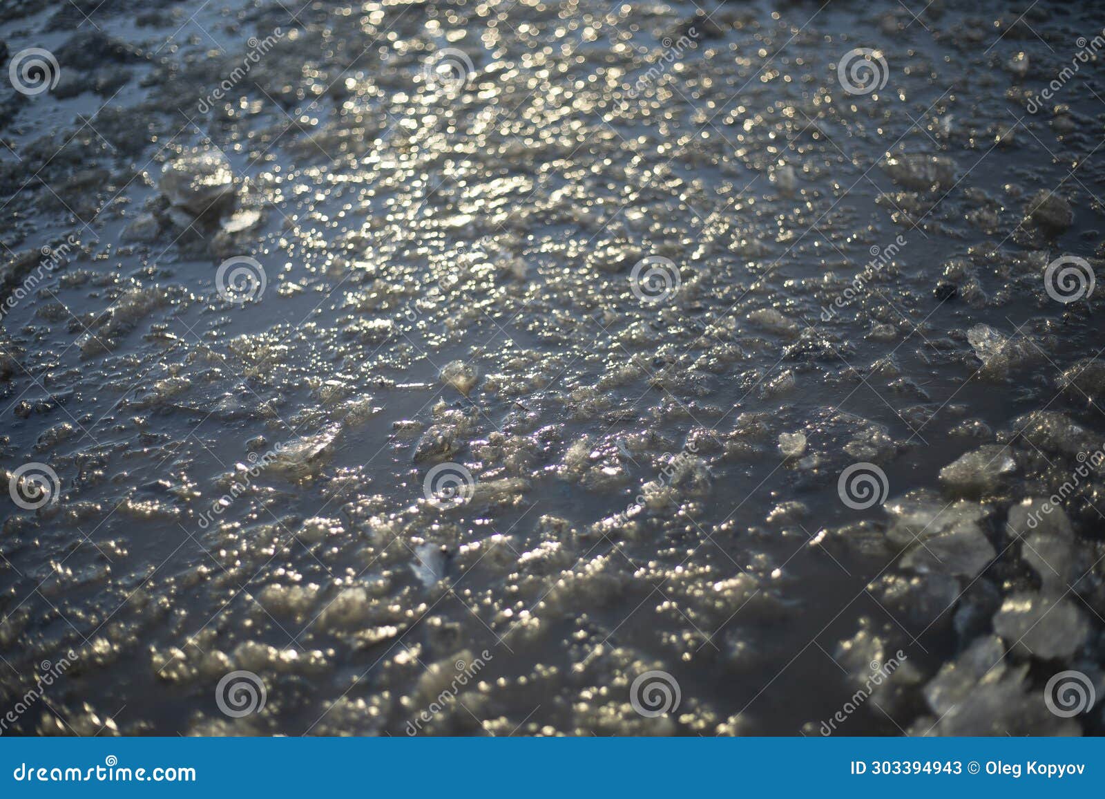 Frozen Ground. Ice on the Road Stock Image - Image of black, cold ...
