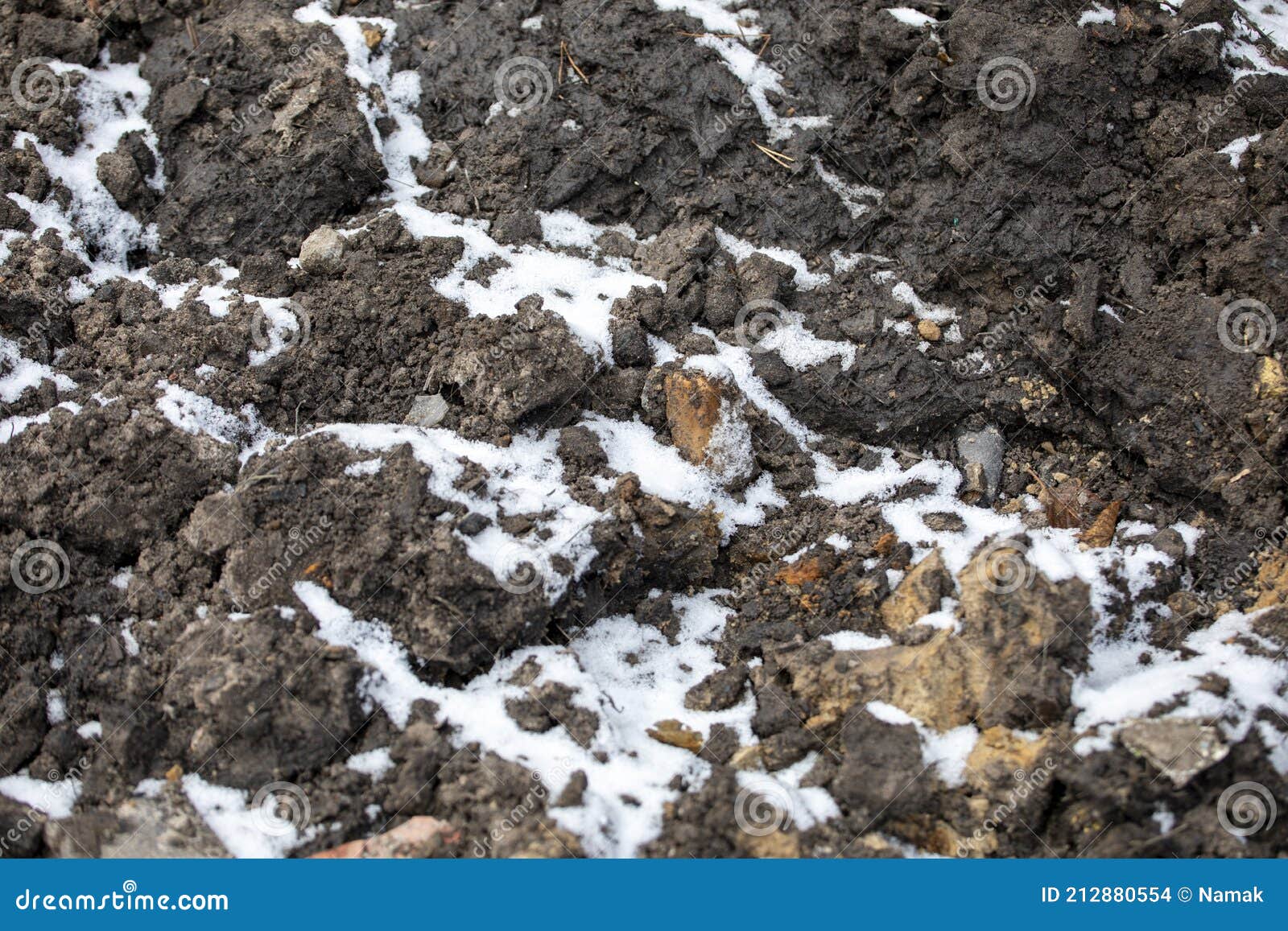 Frozen Ground with Snow and Stones, Natural Background Stock Photo ...