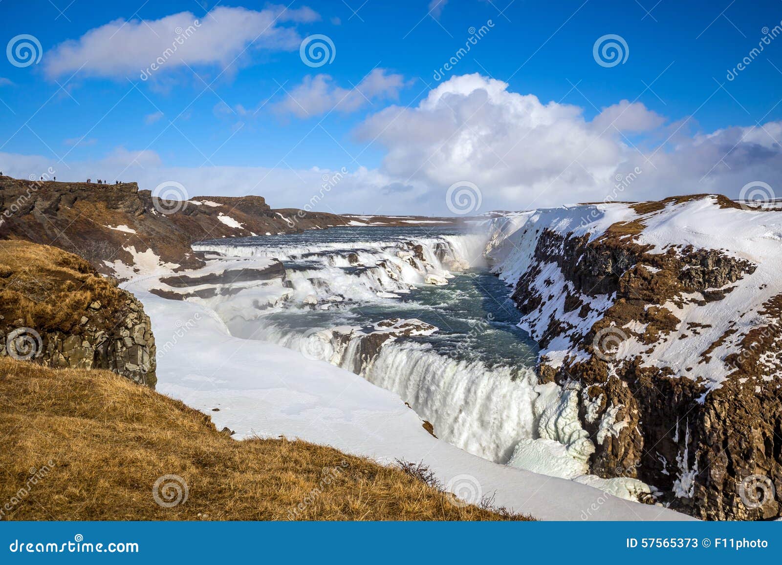 Frozen Gullfoss Waterfall, Iceland Stock Image - Image of sunset ...
