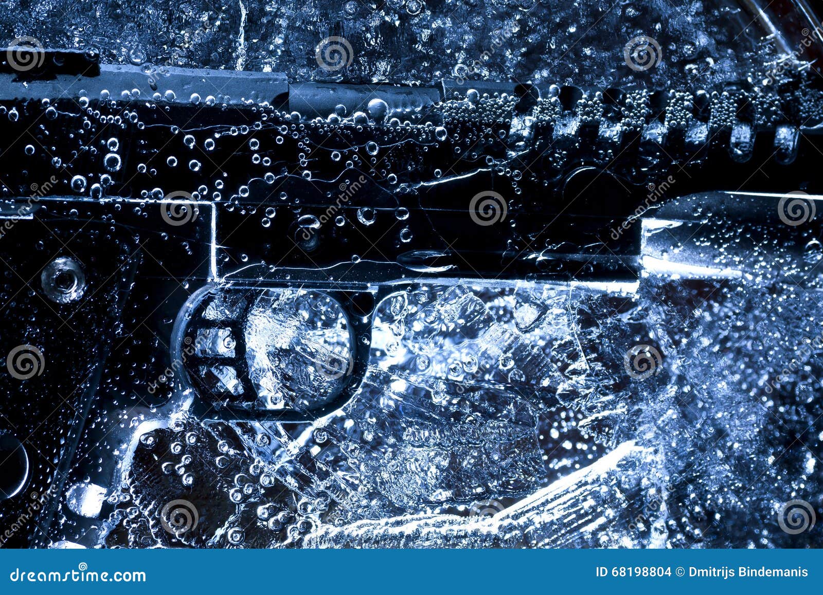 Frozen gun in ice stock photo. Image of crystal, attention - 68198804