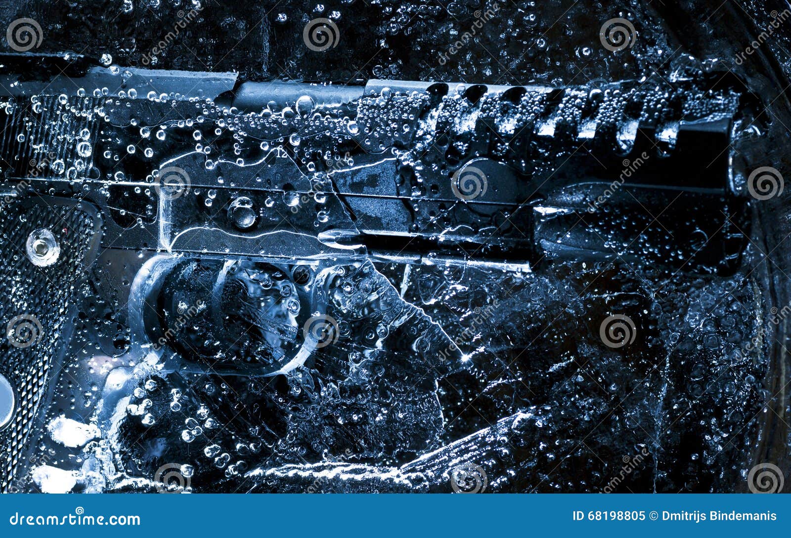 Frozen gun in ice stock image. Image of attention, peace - 68198805