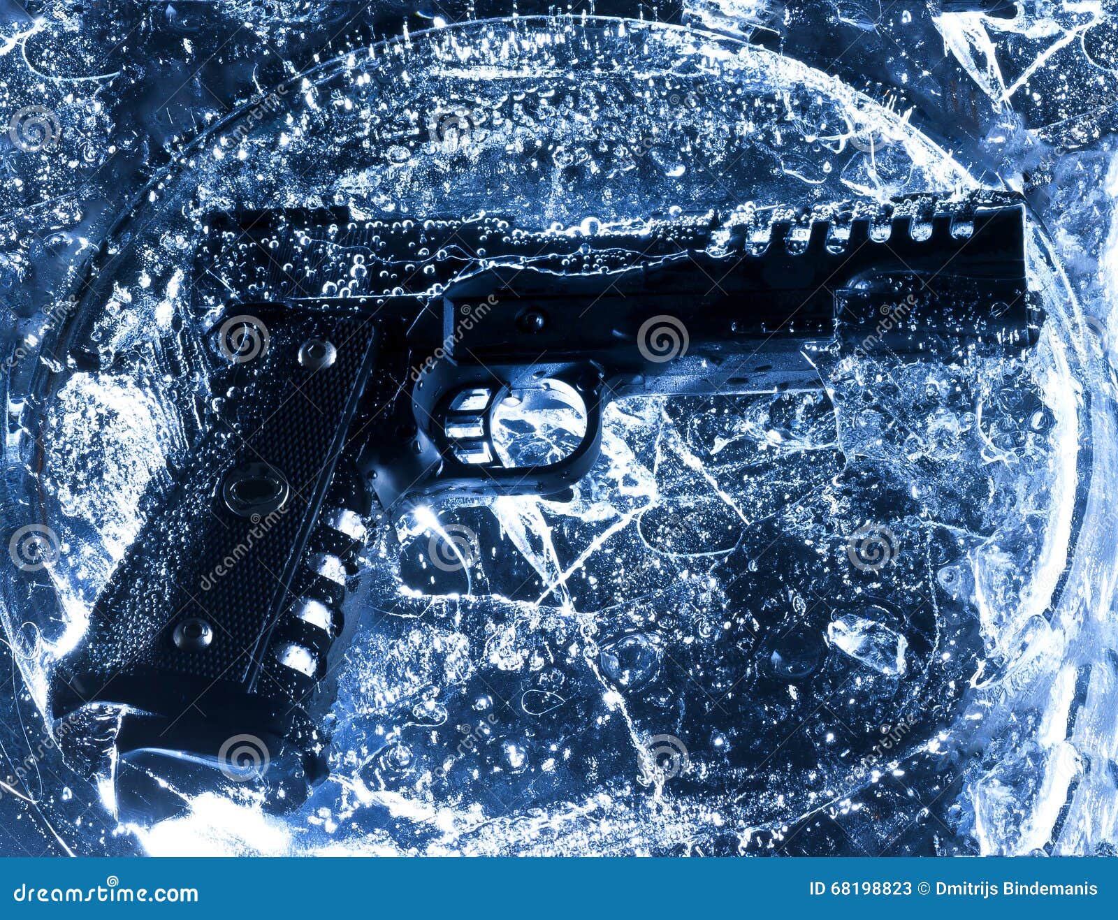Frozen gun in ice stock image. Image of fight, crystal - 68198823