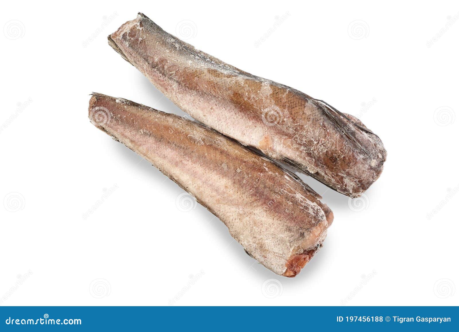 Frozen Hake Fish Isolated on White Background. Top View Stock Photo ...