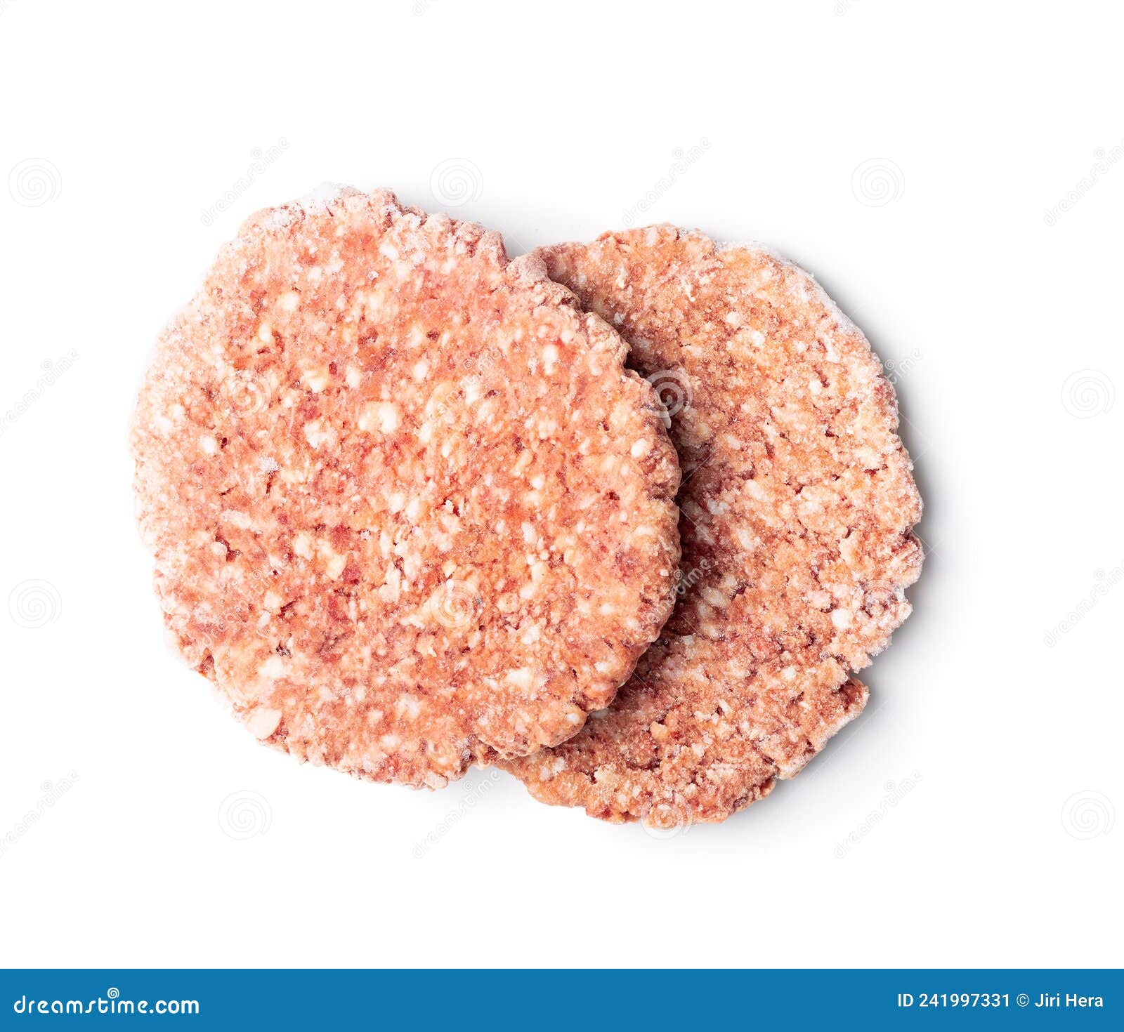 Frozen Hamburger Meat. Raw Beef Patties Isolated on White Background ...
