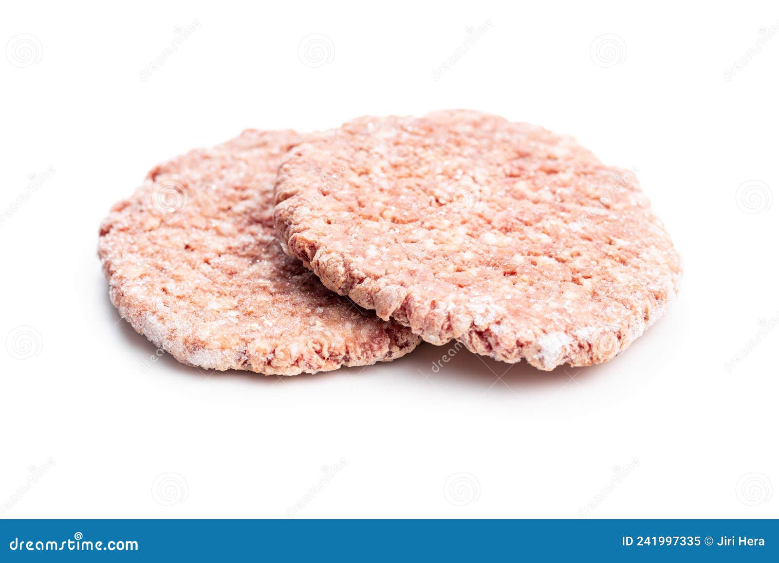 Frozen Hamburger Meat. Raw Beef Patties Isolated on White Background ...