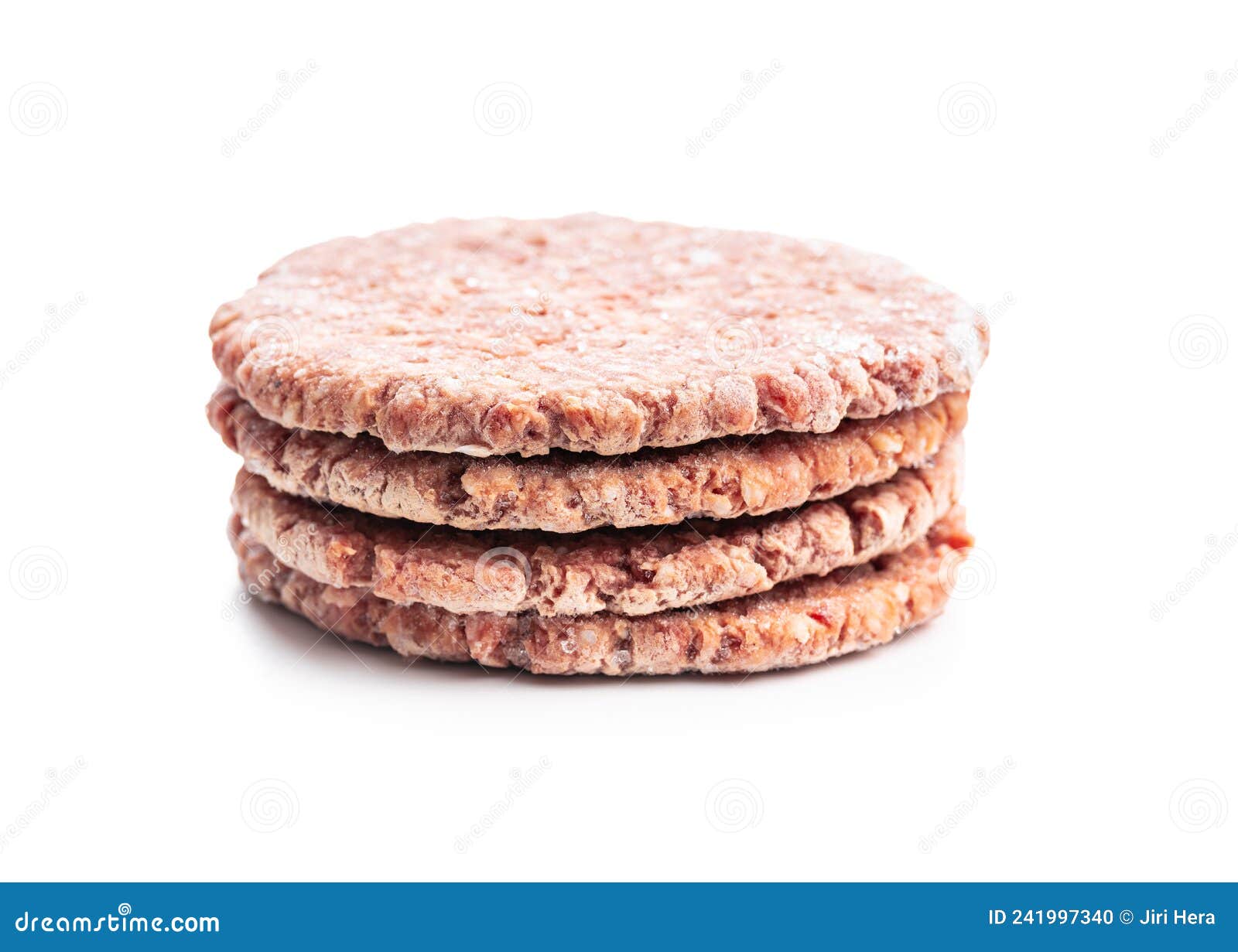 Frozen Hamburger Meat. Raw Beef Patties Isolated on White Background ...
