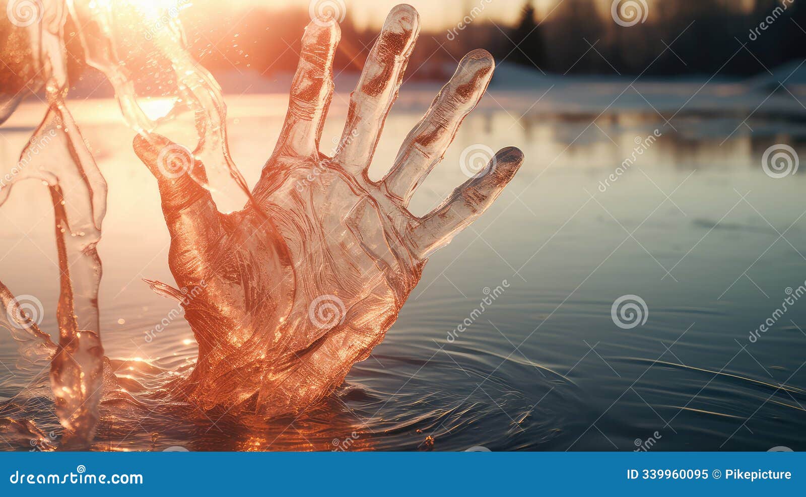 Frozen Hand Sticking Out of Water Stock Illustration - Illustration of ...