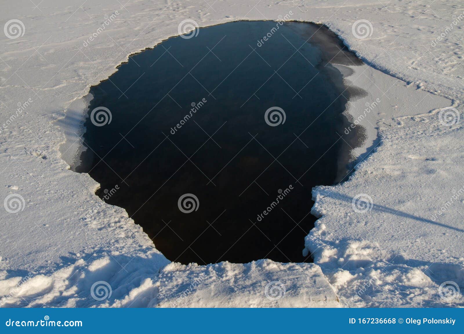 Large Ice Hole in the River Stock Photo - Image of abstract, surface ...