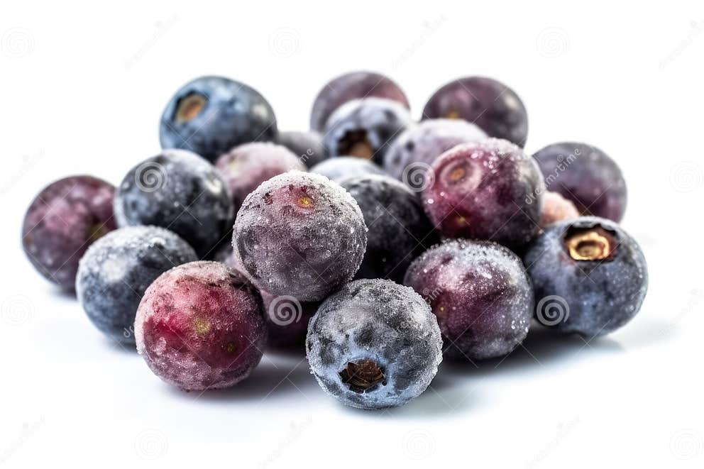 Frozen Huckleberries on White Background. Generative AI Stock ...