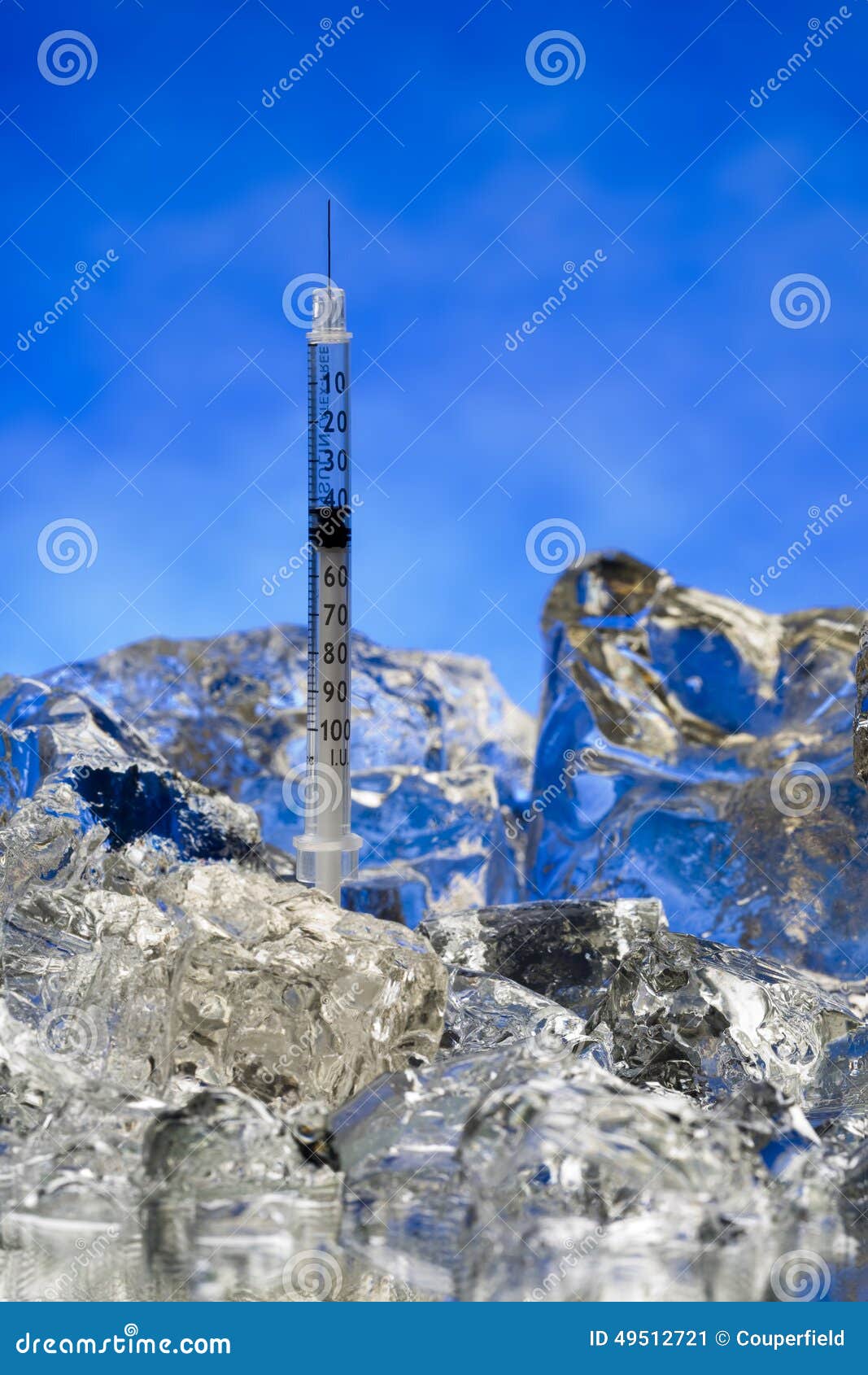 Frozen hypodermic syringe stock image. Image of hypo - 49512721