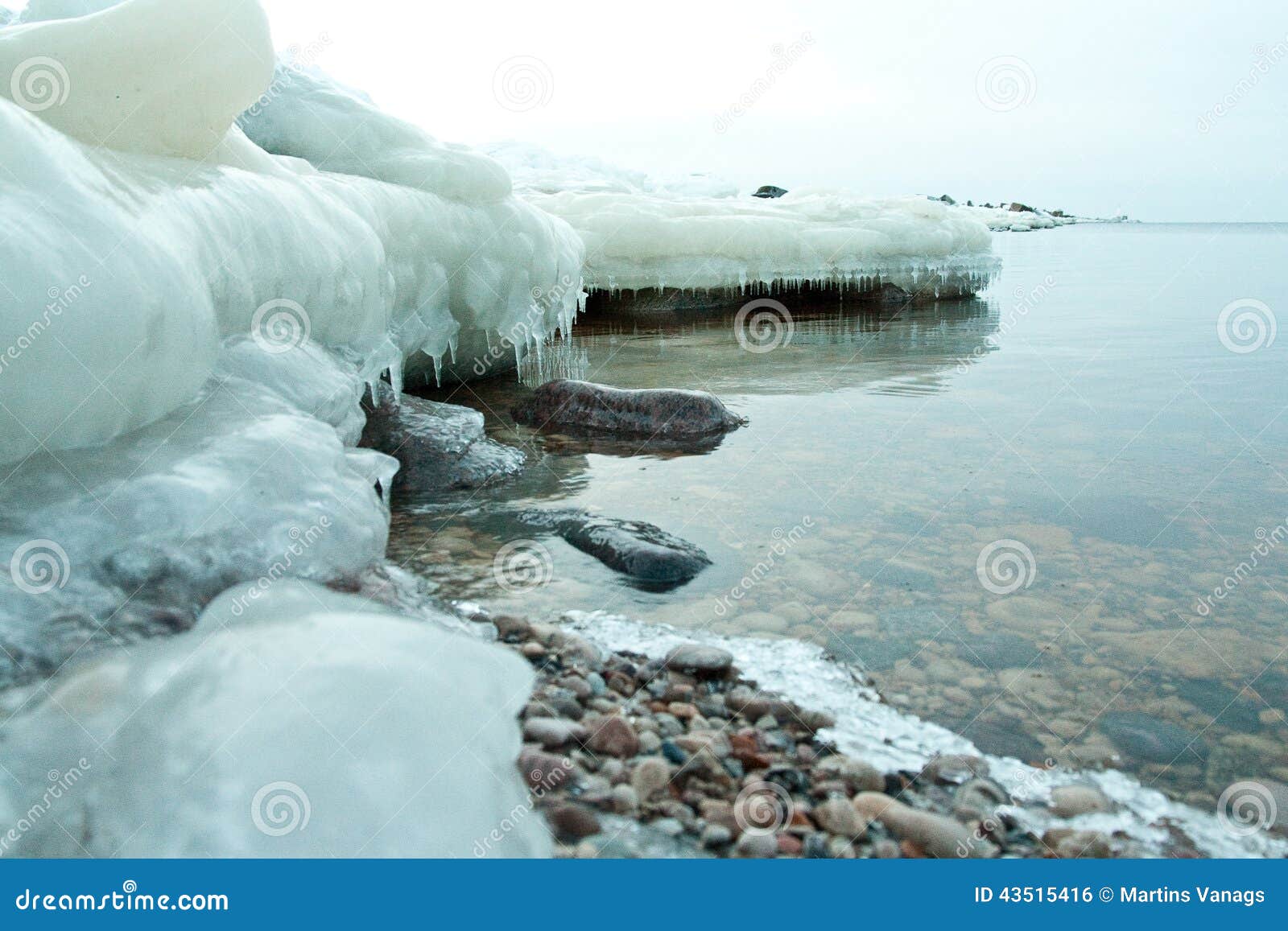 Frozen Ice Blocks in the Sea Stock Photo - Image of evening, beach ...