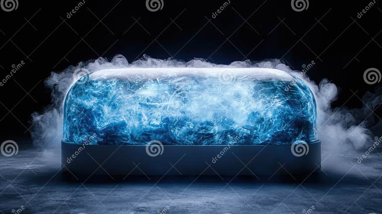 Frozen ice cube with smoke stock illustration. Illustration of vapor ...