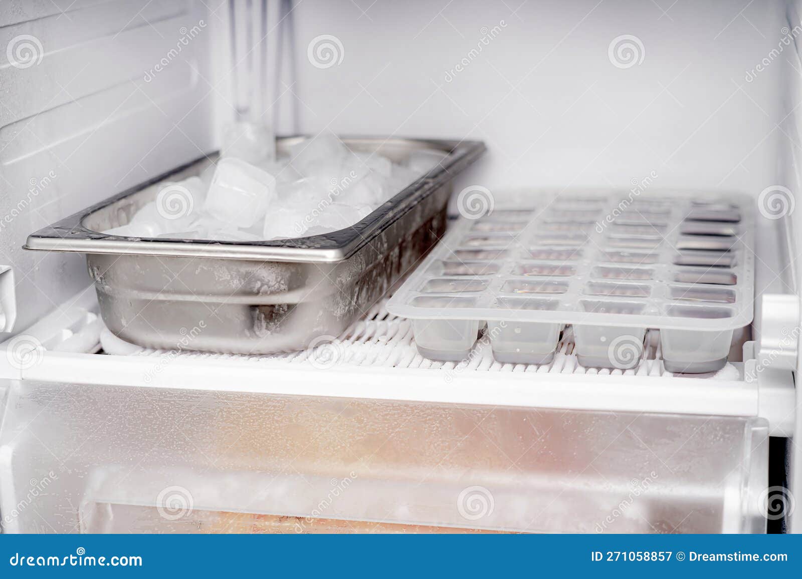 Frozen Ice Cubes in the Freezer Stock Image - Image of transparent ...