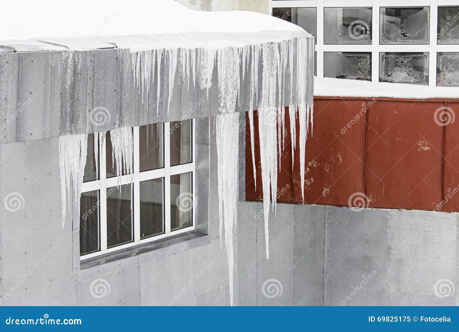 Frozen ice on roof stock image. Image of risk, frost - 69825175