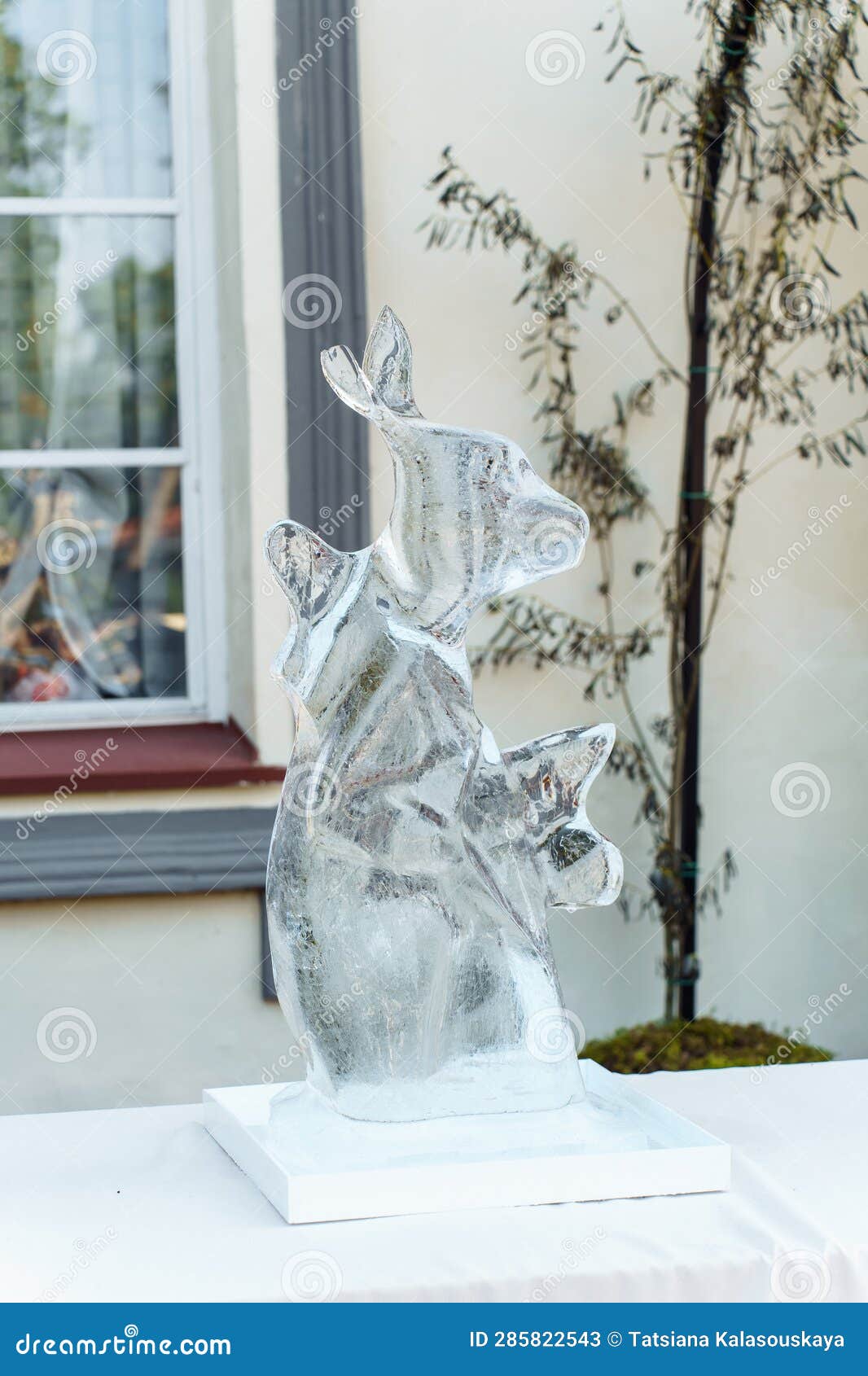 Frozen Ice Sculpture in the Shape of a Hare or Rabbit Decorates the ...