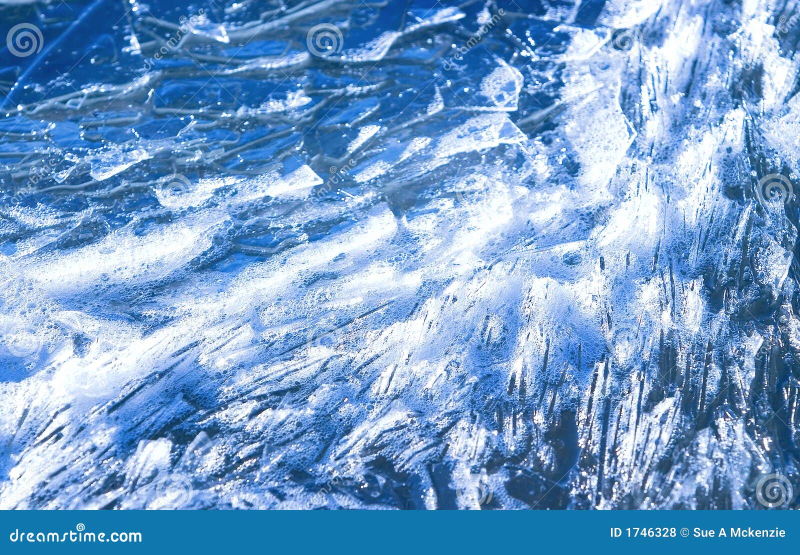 Frozen Ice Shards Flowing in Water with Bubbles Stock Photo - Image of ...