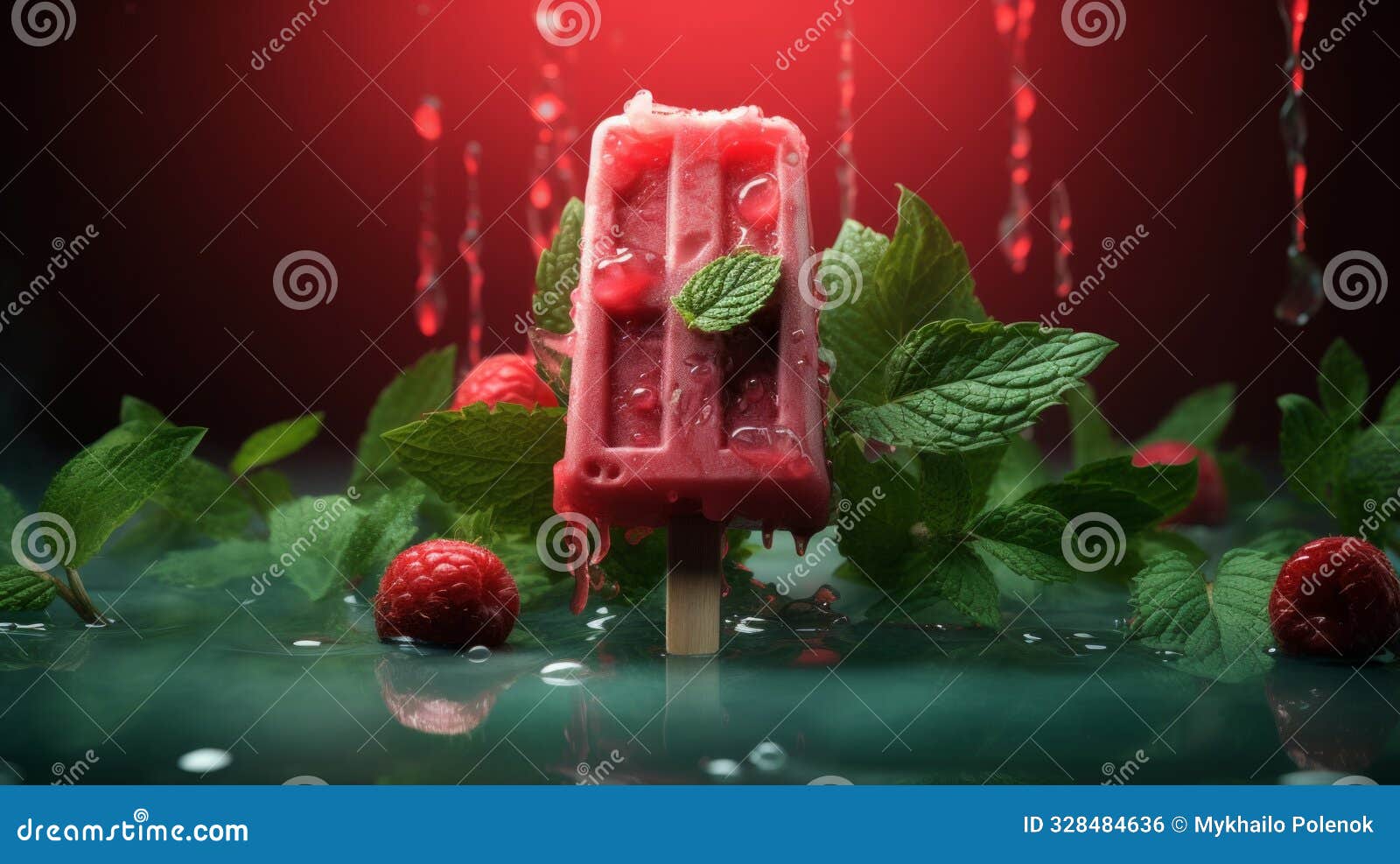 Frozen Ice Strawberry Mint. Ai Generated Image Stock Photo - Image of ...