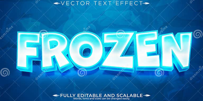 Frozen Ice Text Effect, Editable Cold and Snow Text Style Stock Vector ...