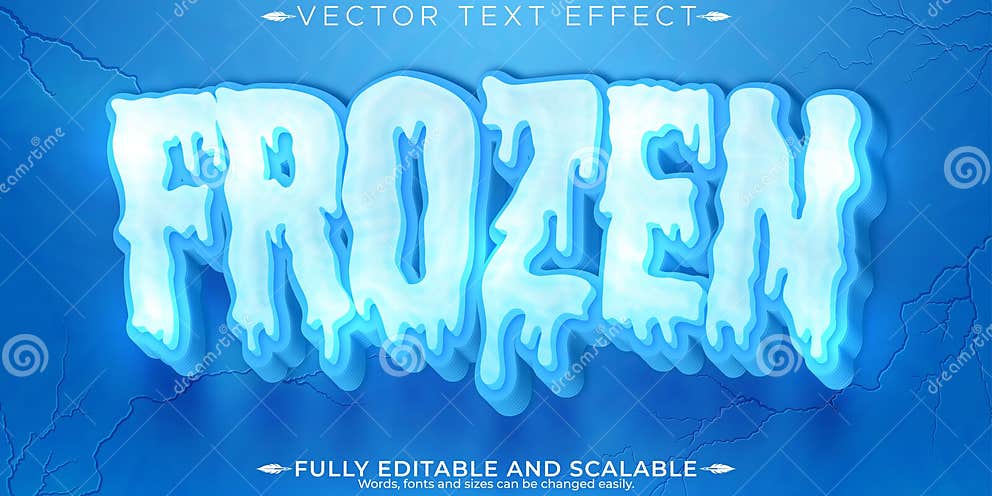 Frozen Ice Text Effect, Editable Snow and Winter Text Style Stock Vector - Illustration of title ...