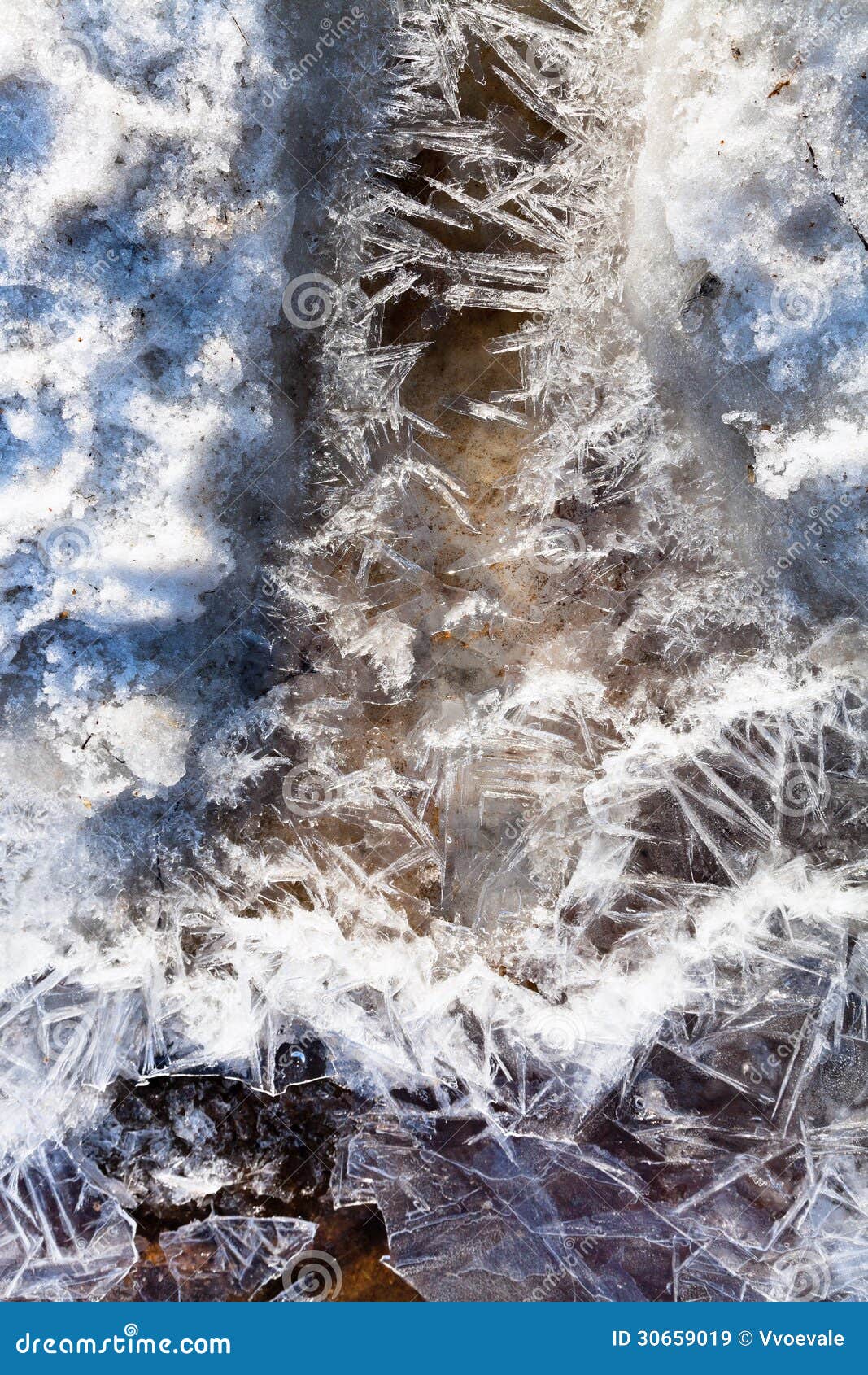 Frozen Ice Under Melting Snow Stream Stock Image - Image of melting ...