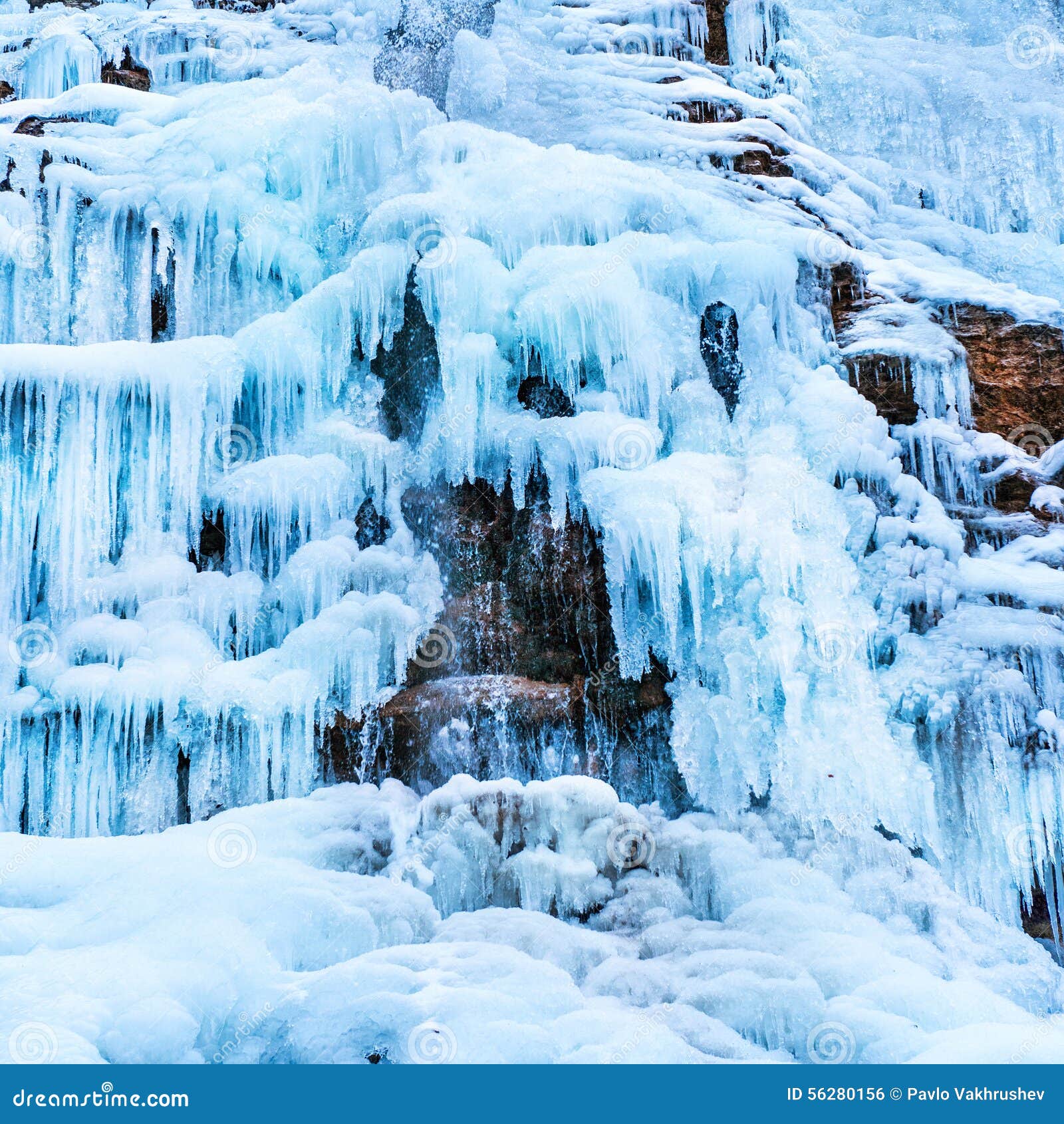Frozen ice waterfall stock photo. Image of river, creek - 56280156