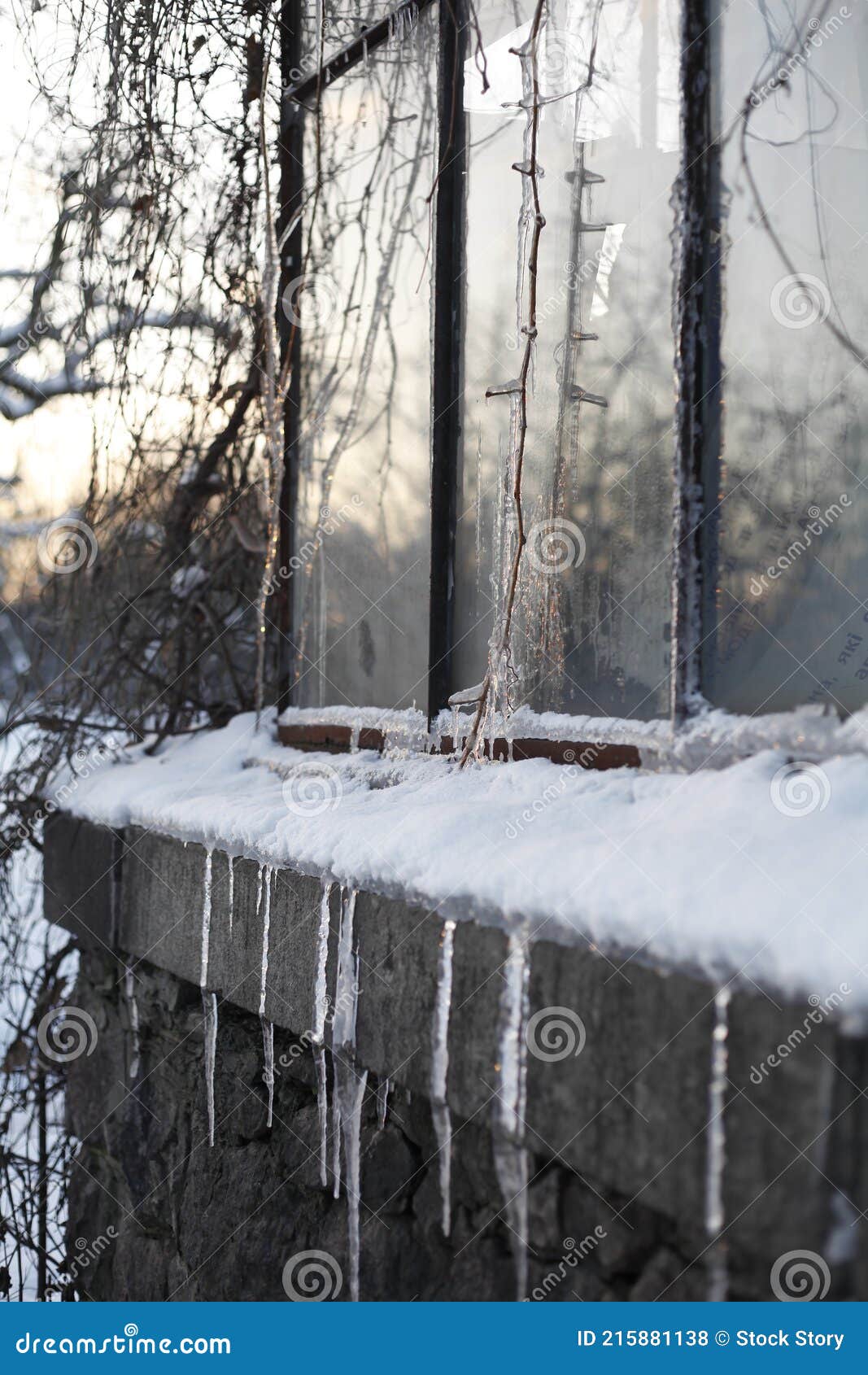 Frozen ice on the window stock photo. Image of northern - 215881138