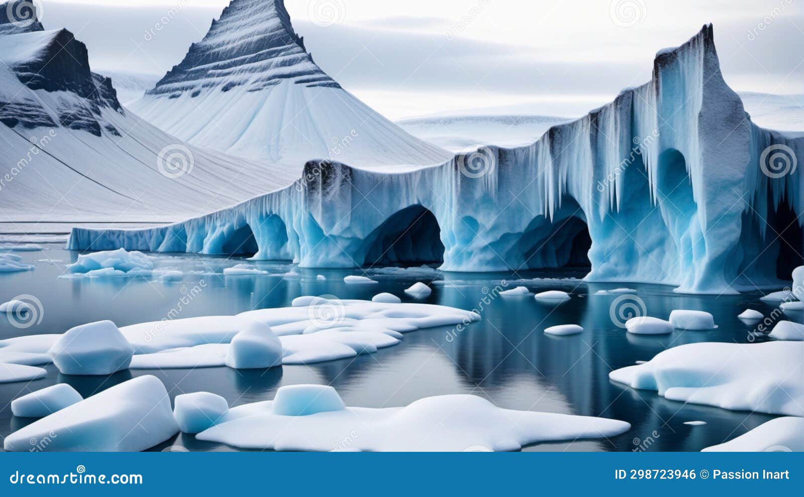 Frozen Iceland during Winter Stock Illustration - Illustration of ...