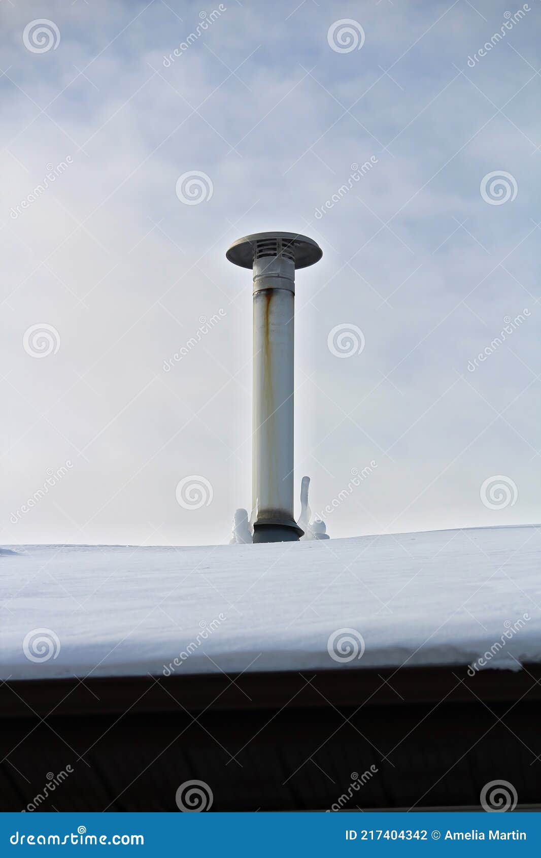 Frozen Icicles beside a Chimney Stack in Winter Stock Photo - Image of ...