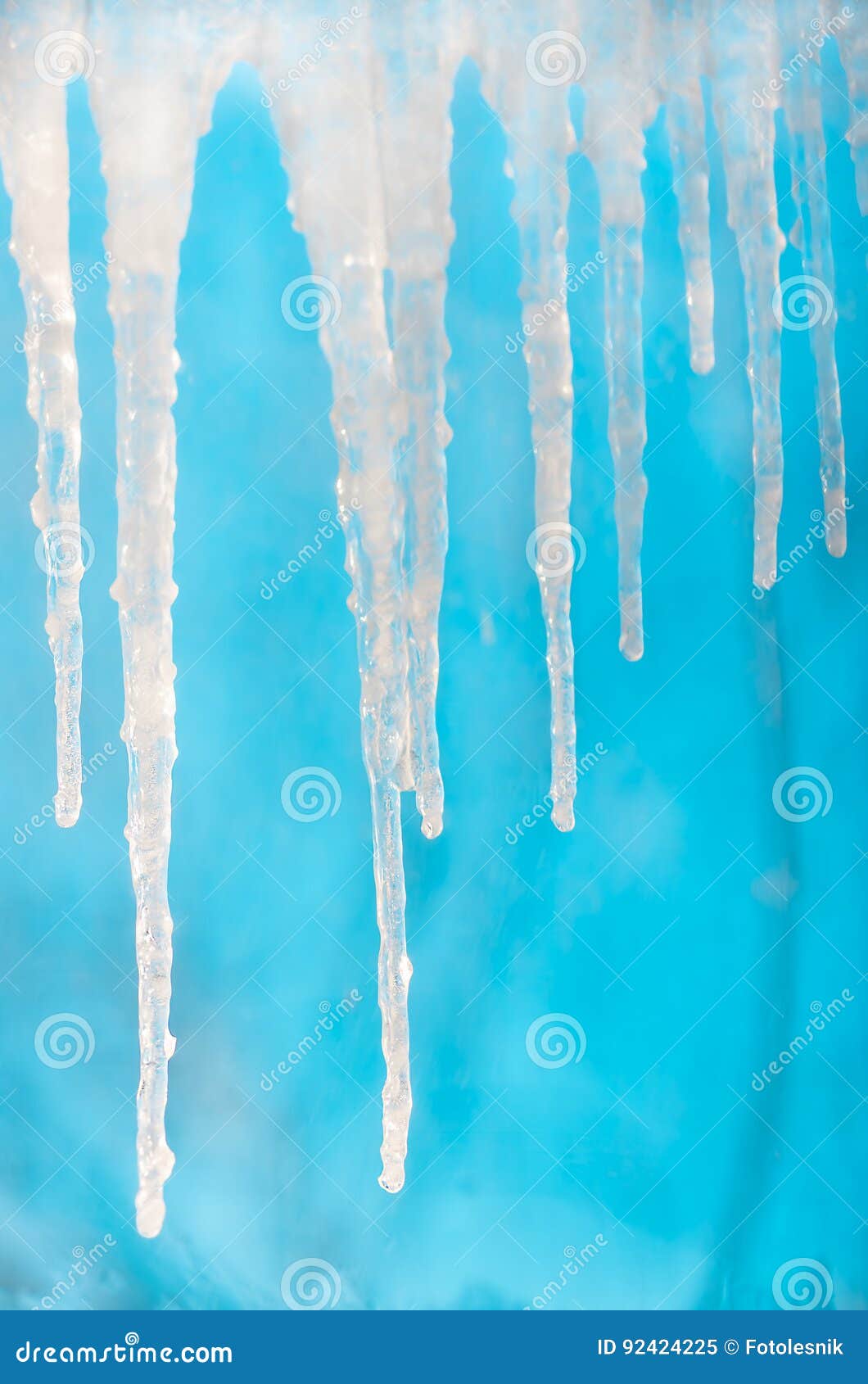 Frozen Icicles in Clear Sunny Against the Blue Sky Stock Image - Image ...