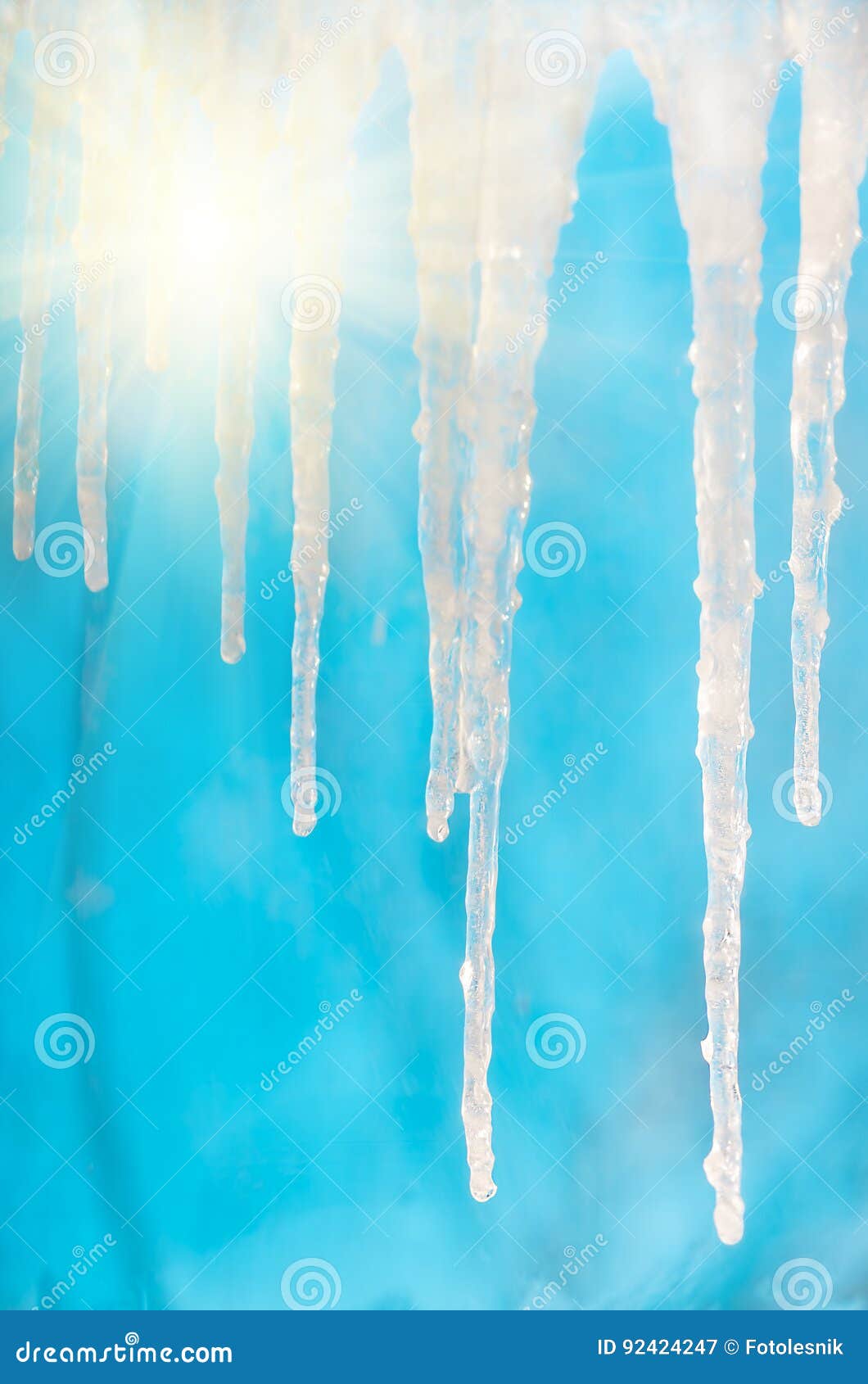Frozen Icicles in Clear Sunny Against the Blue Sky Stock Image - Image ...