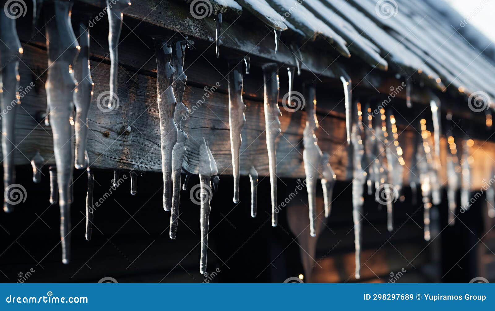 Frozen Icicles Hanging from the Roof Create a Winter Wonderland ...