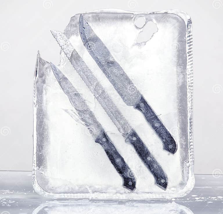 Frozen knives set 2 stock photo. Image of blade, freeze - 16796370