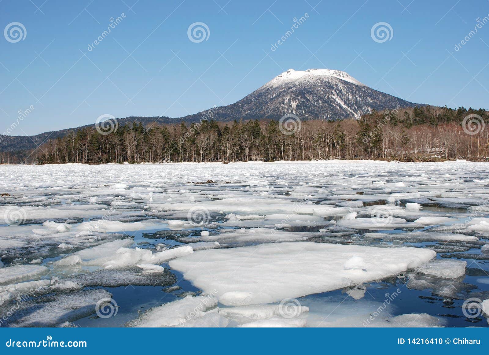 Frozen lake stock photo. Image of mountein, lake, hokkaido - 14216410