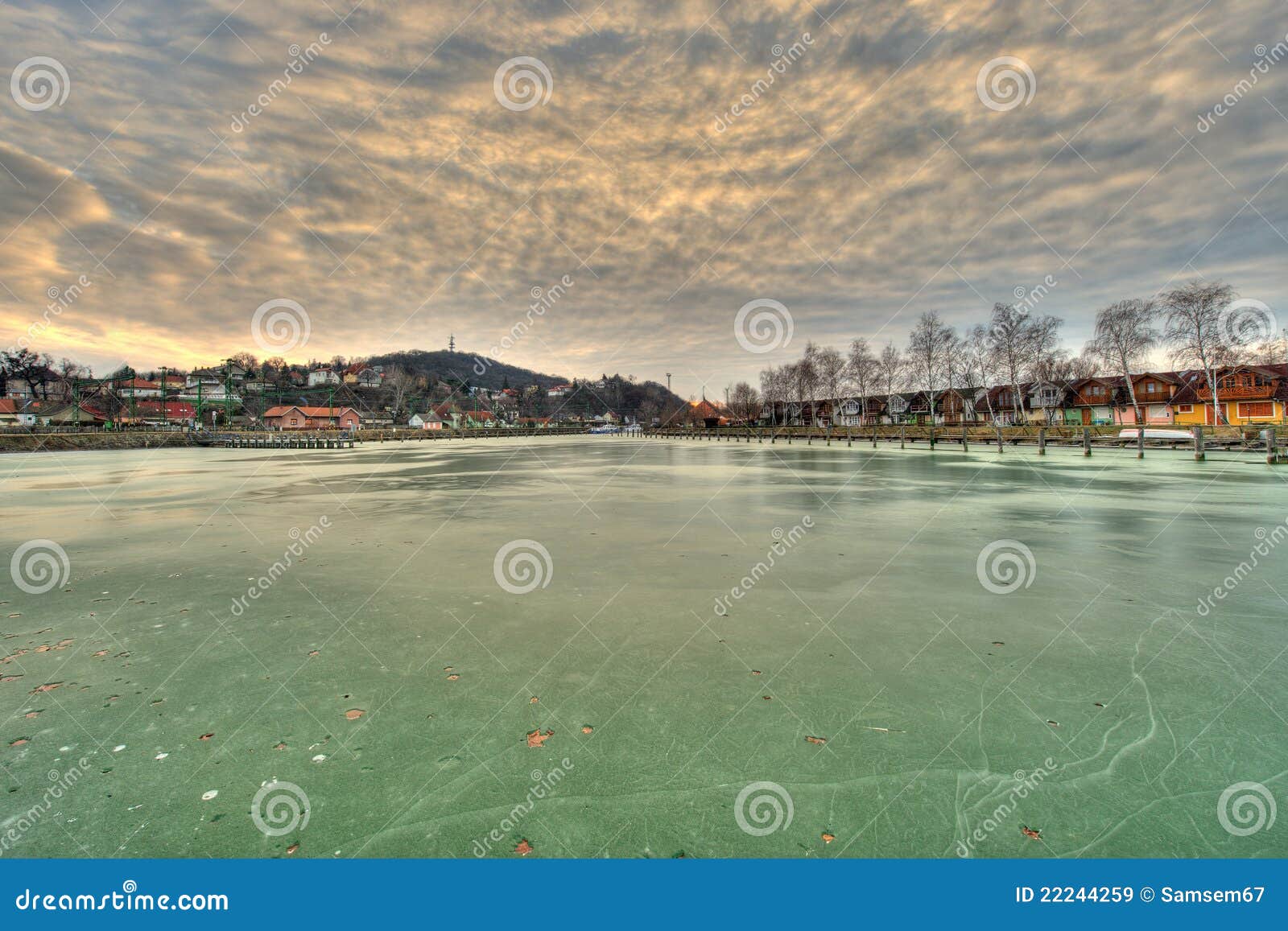 Frozen lake Balaton stock image. Image of landscape, clouds - 22244259