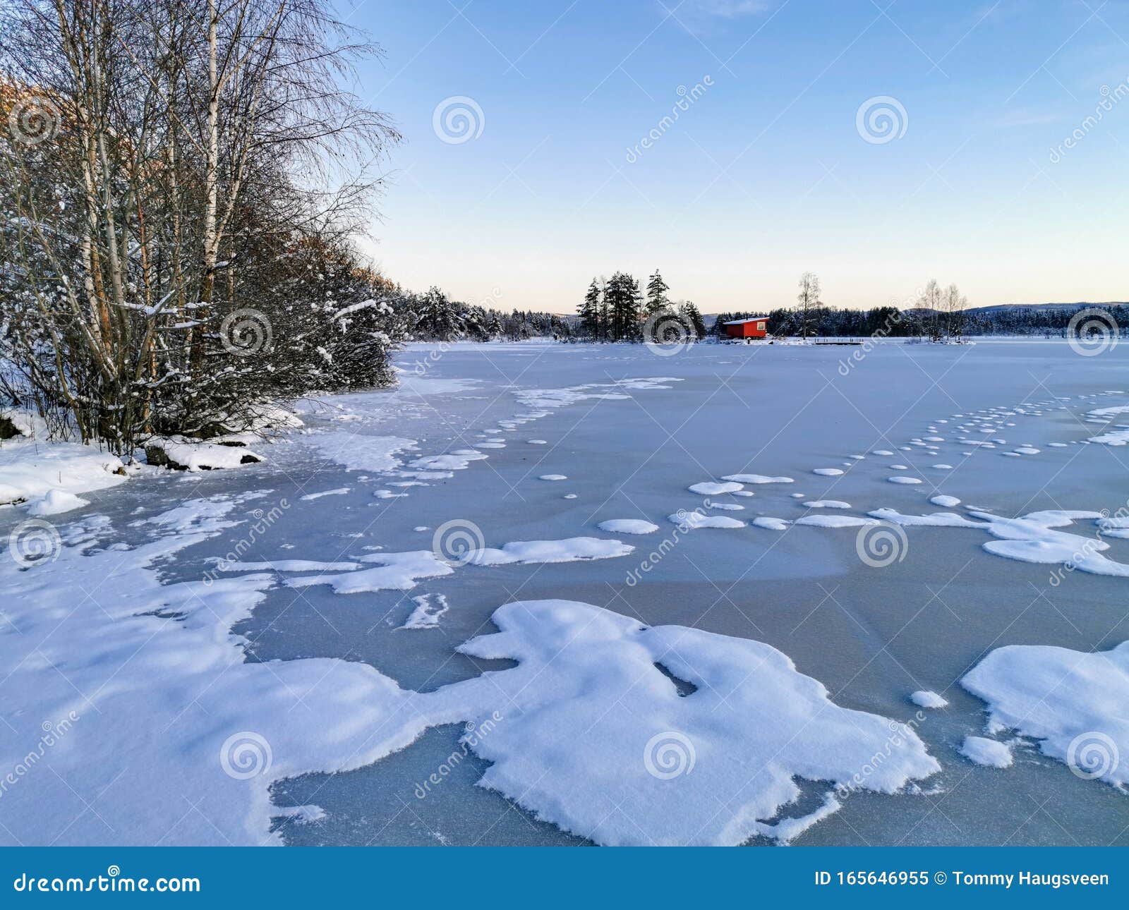 Frozen Lake. Beautiful Winter Scene in Norway Stock Image - Image of ...