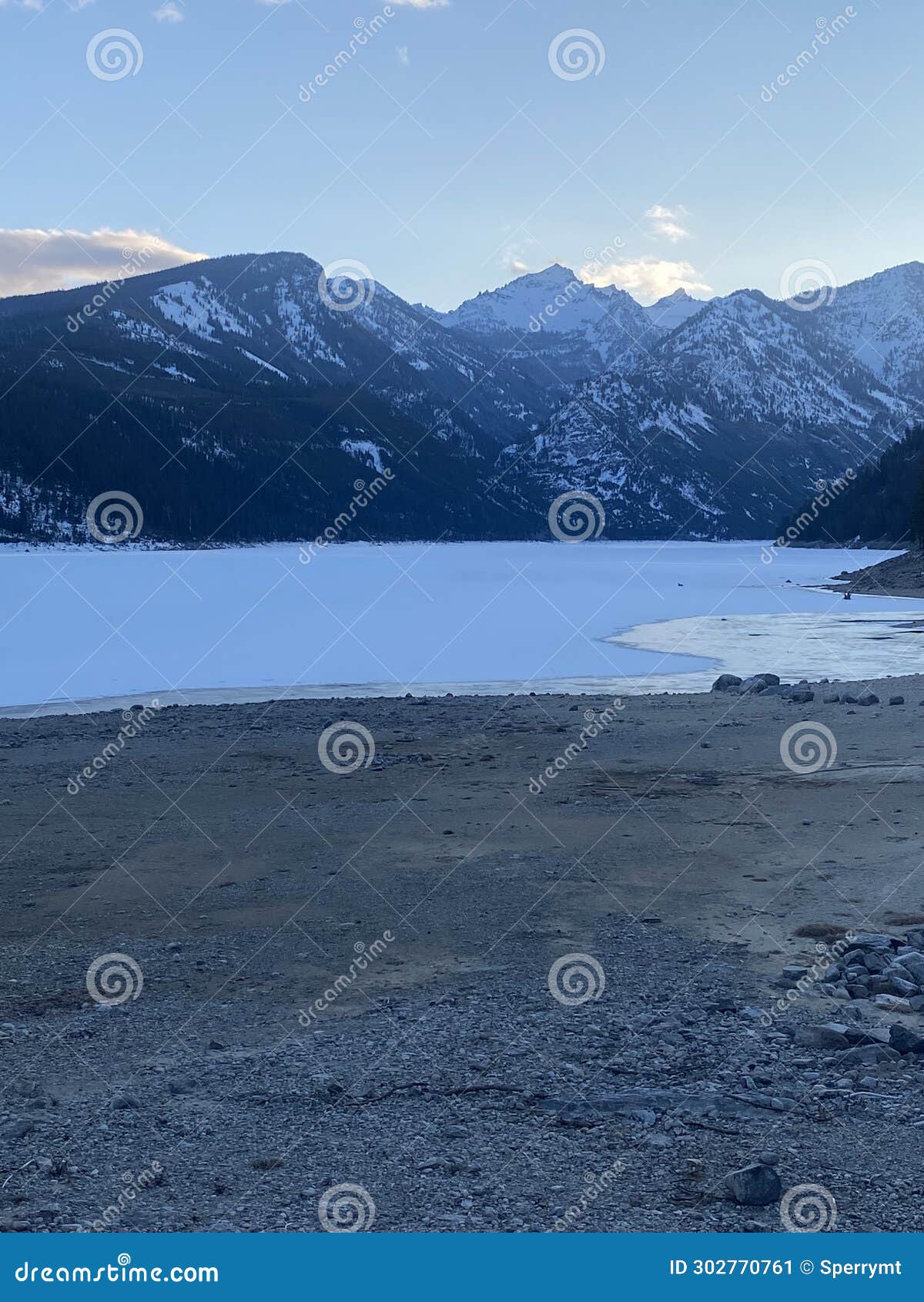 Frozen lake stock image. Image of bitterroot, blue, mountains - 302770761