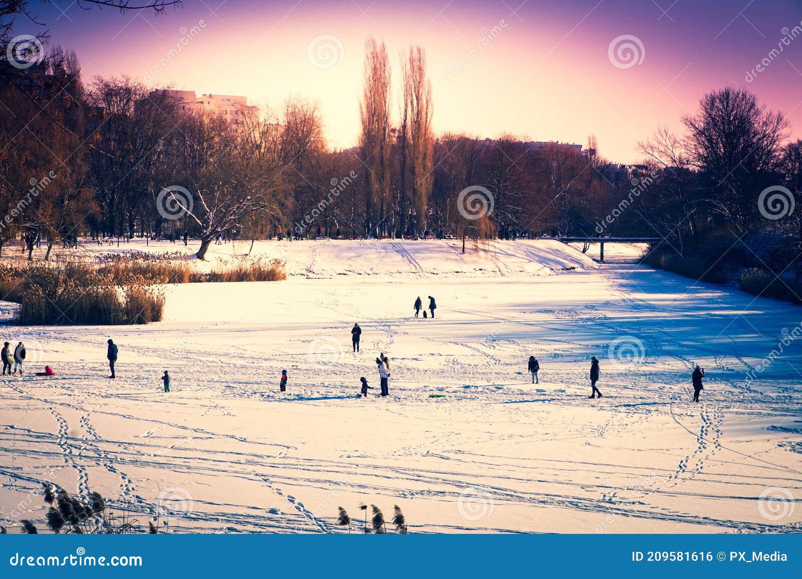 Frozen Lake Covered with Snow in Winter Editorial Photo - Image of ...