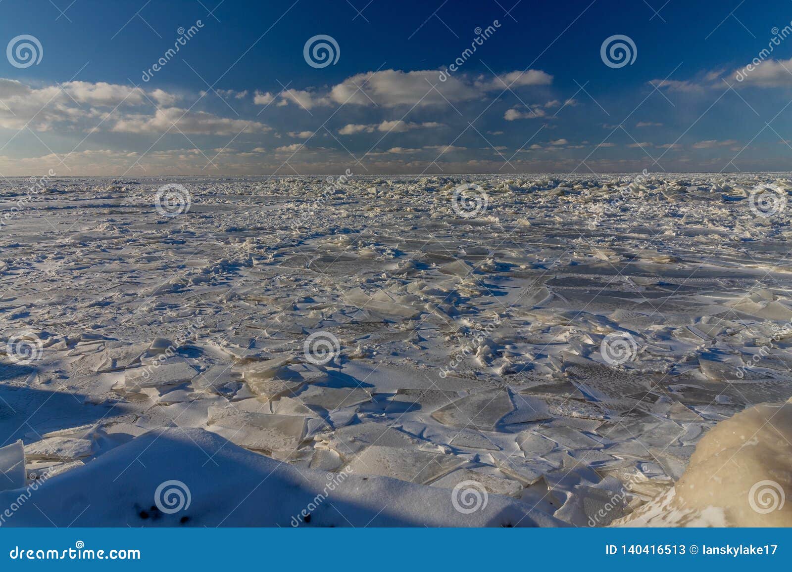 Frozen Ice Sheets, Lake Erie Ohio Stock Image - Image of cumulus ...