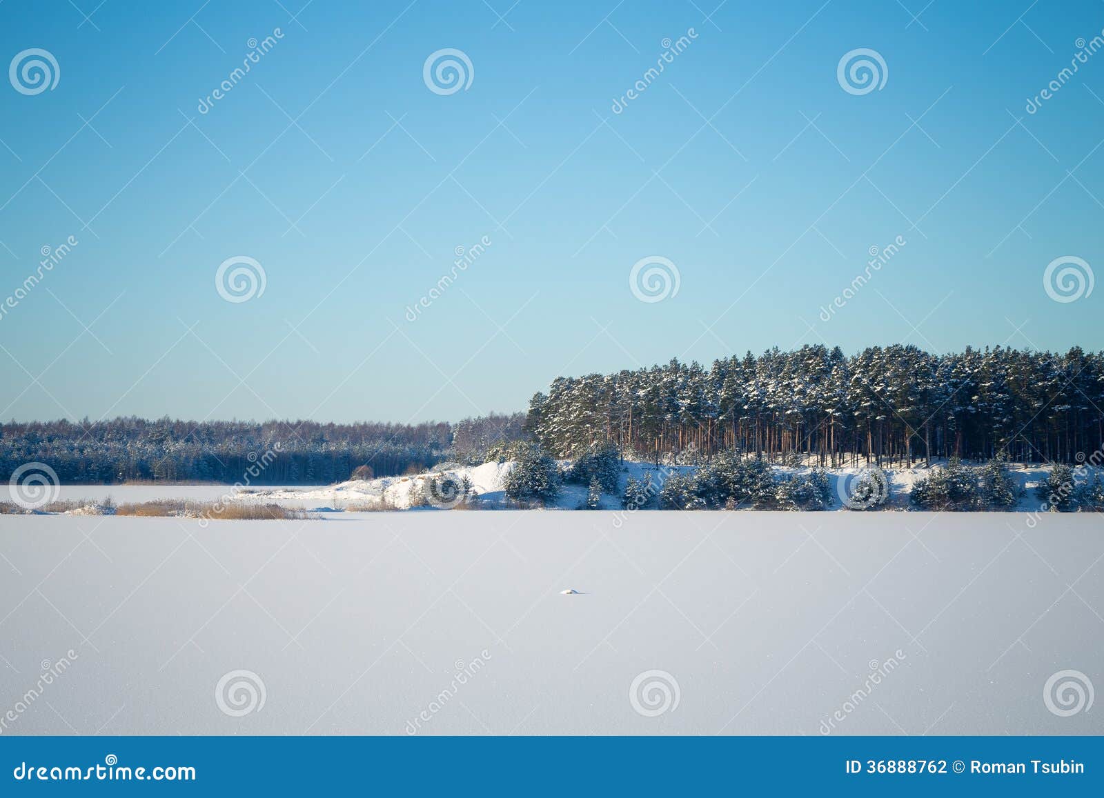 Frozen Lake with Ice and Snow Stock Photo - Image of cold, background ...