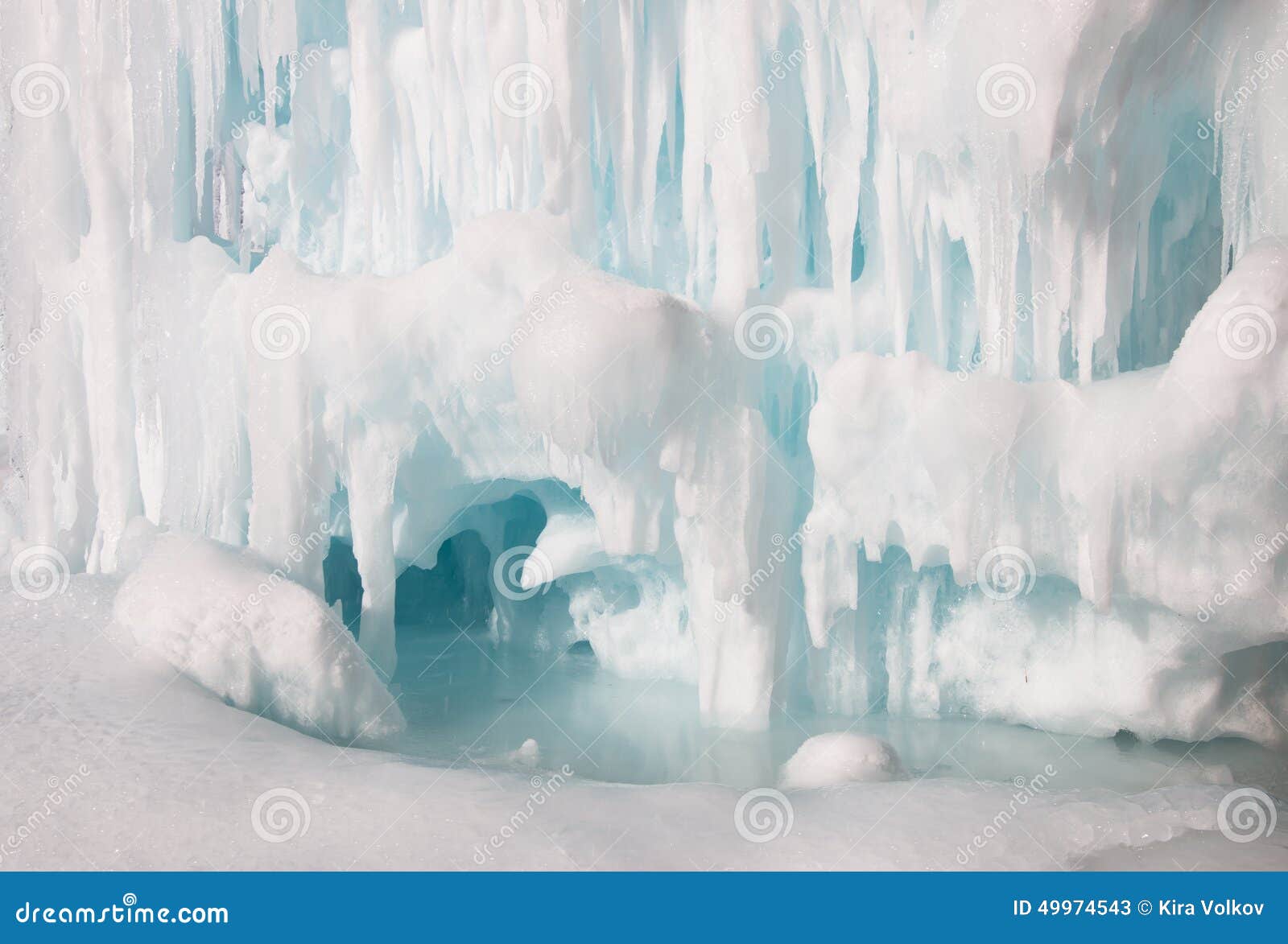 Frozen Lake Inside Ice Cave Stock Image - Image of bright, crystal ...
