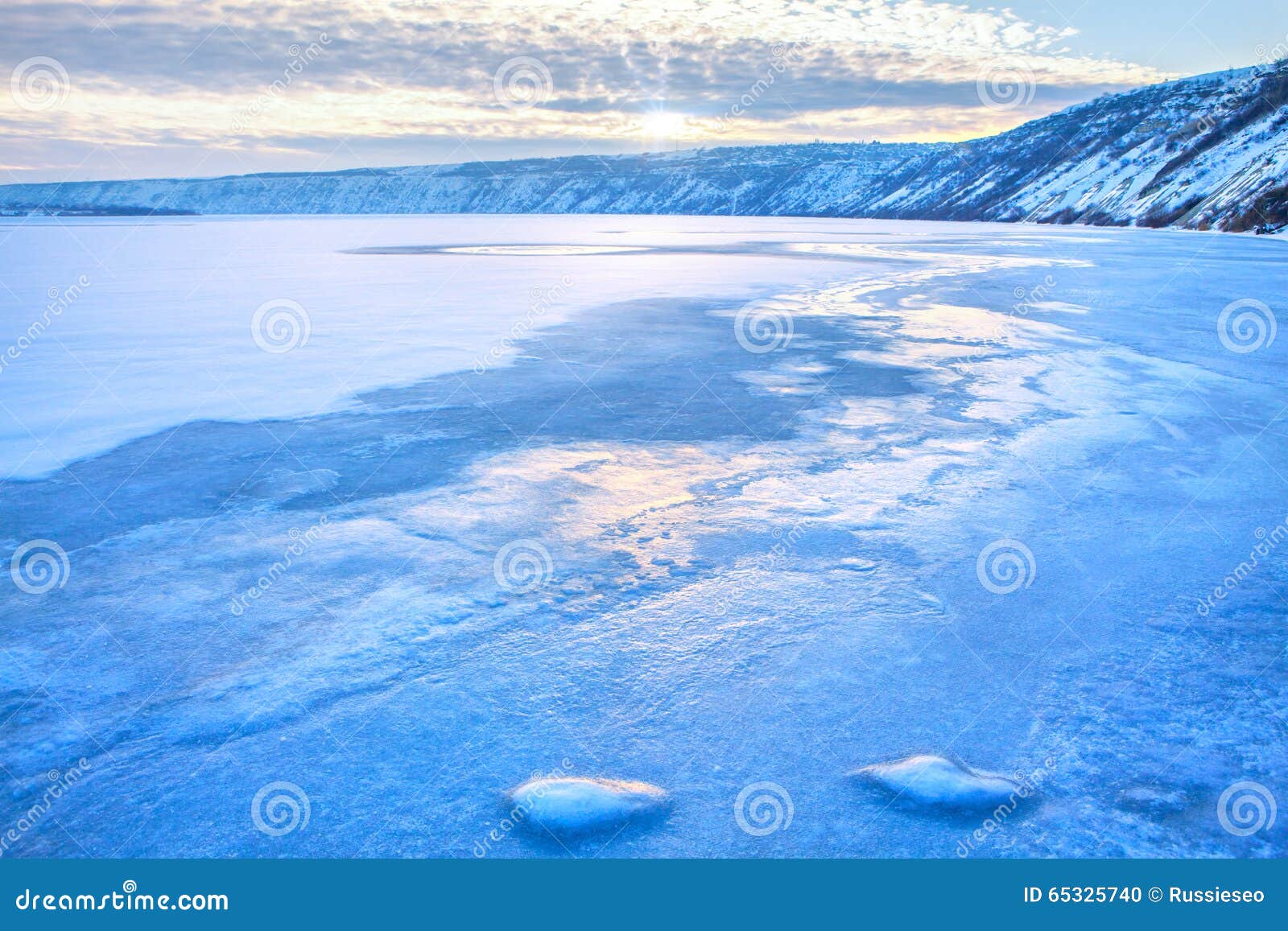 Frozen lake landscape stock photo. Image of lights, arctic - 65325740